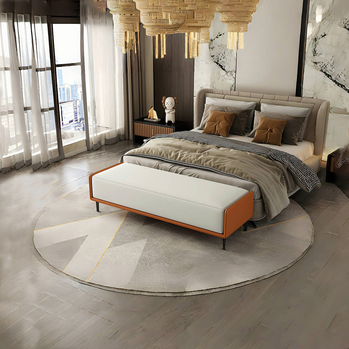 Creative bed end stool Custom Comfortable, Perfect Home Bed Stool Faux ...