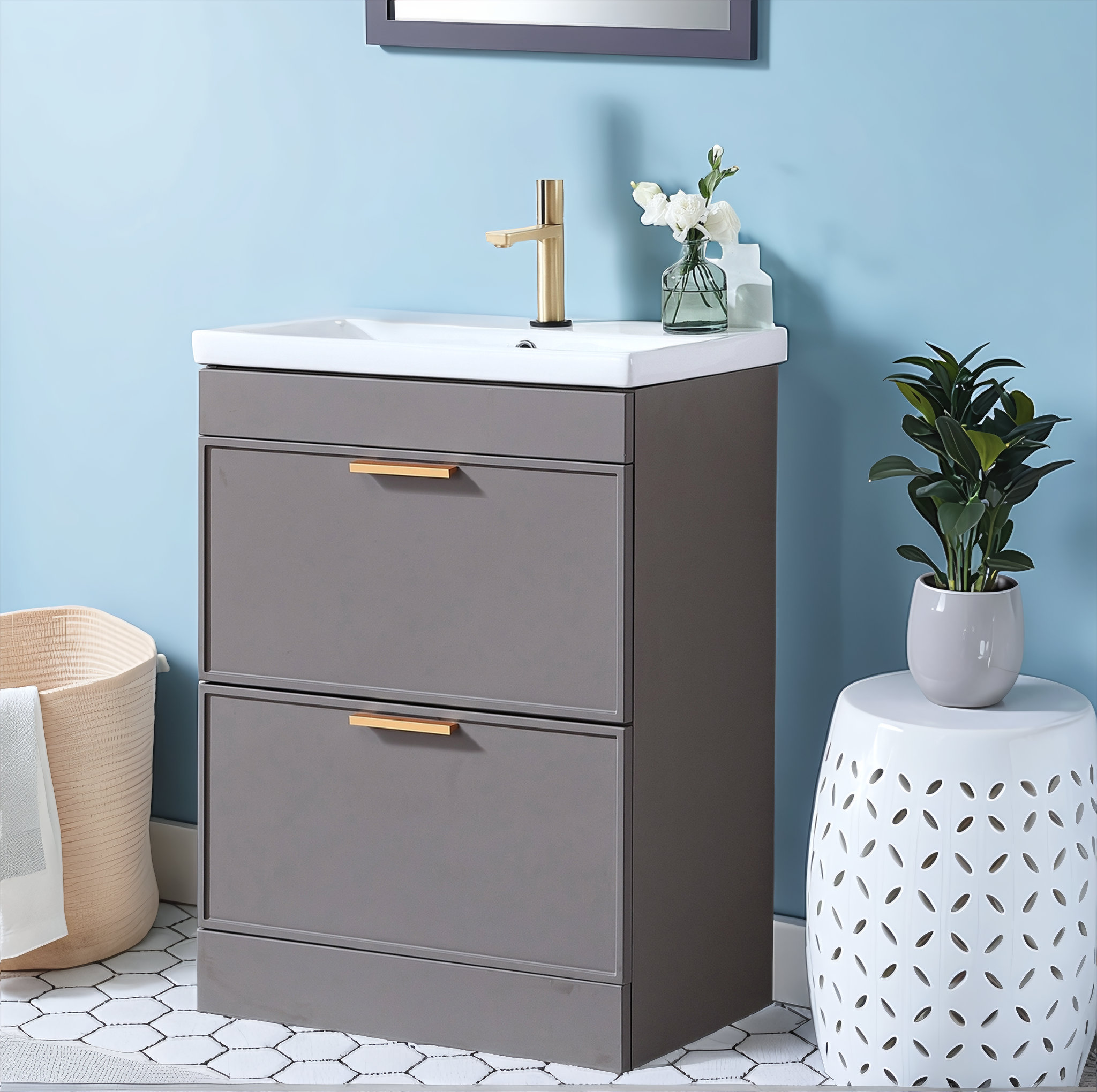 Mercer41 24" Modern Single Bathroom Vanity With Ceramic Top - Wayfair ...
