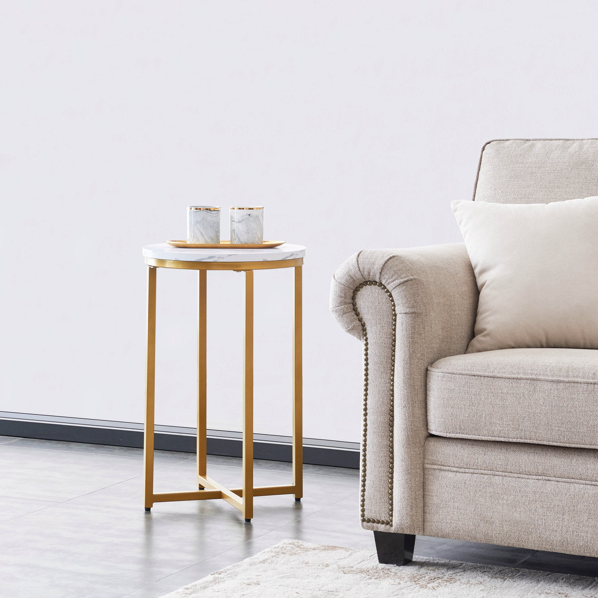 GZMWON Tables de bout de salon Table de bout ronde Table d'appoint ...