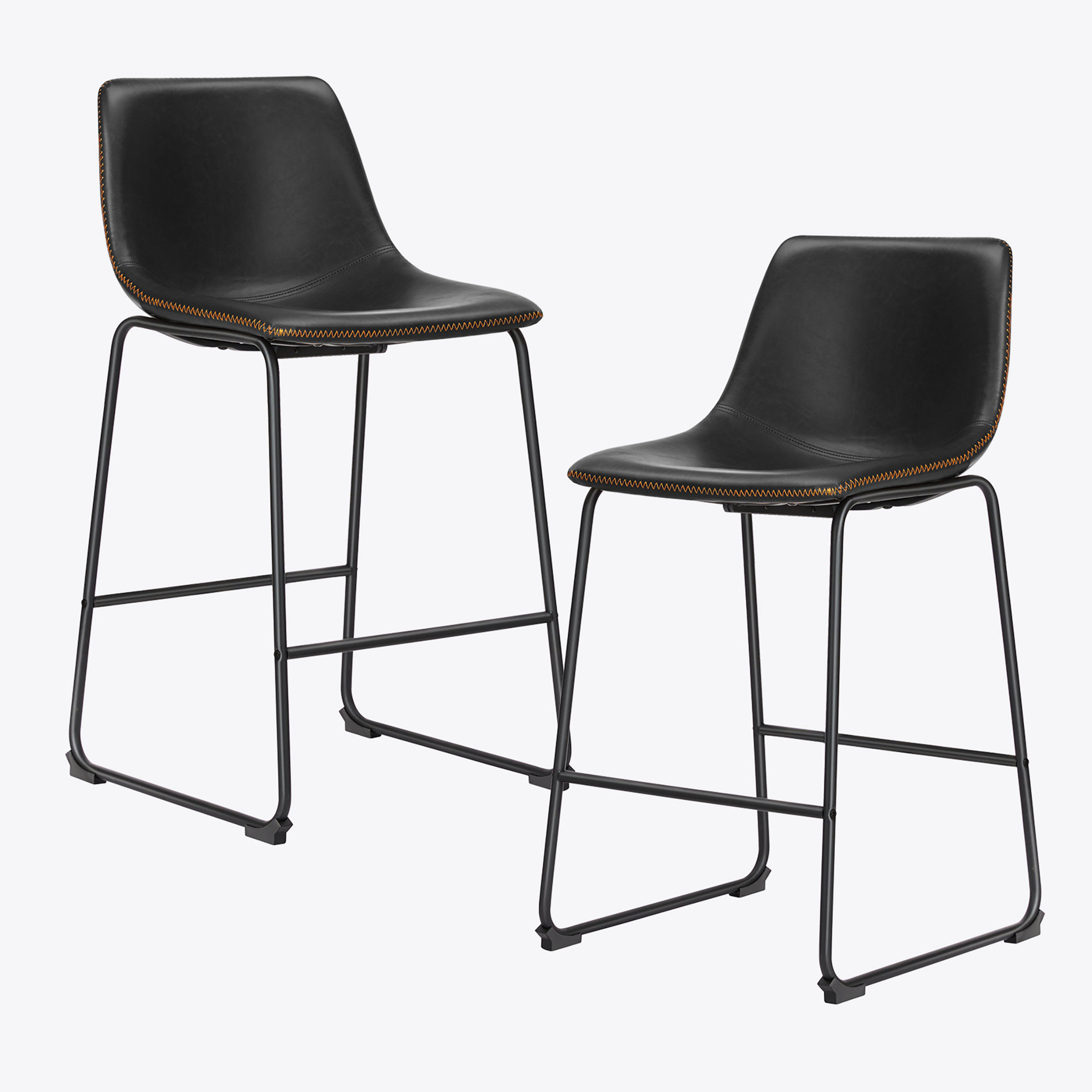 17 Stories Black Metal Sled Bar Stools with Footrest | Wayfair