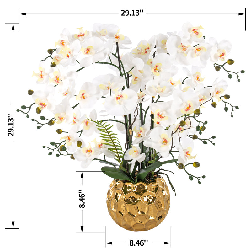Vanity Art 29.13" H Artificial Orchid Floral Arrangement in Ceramics ...