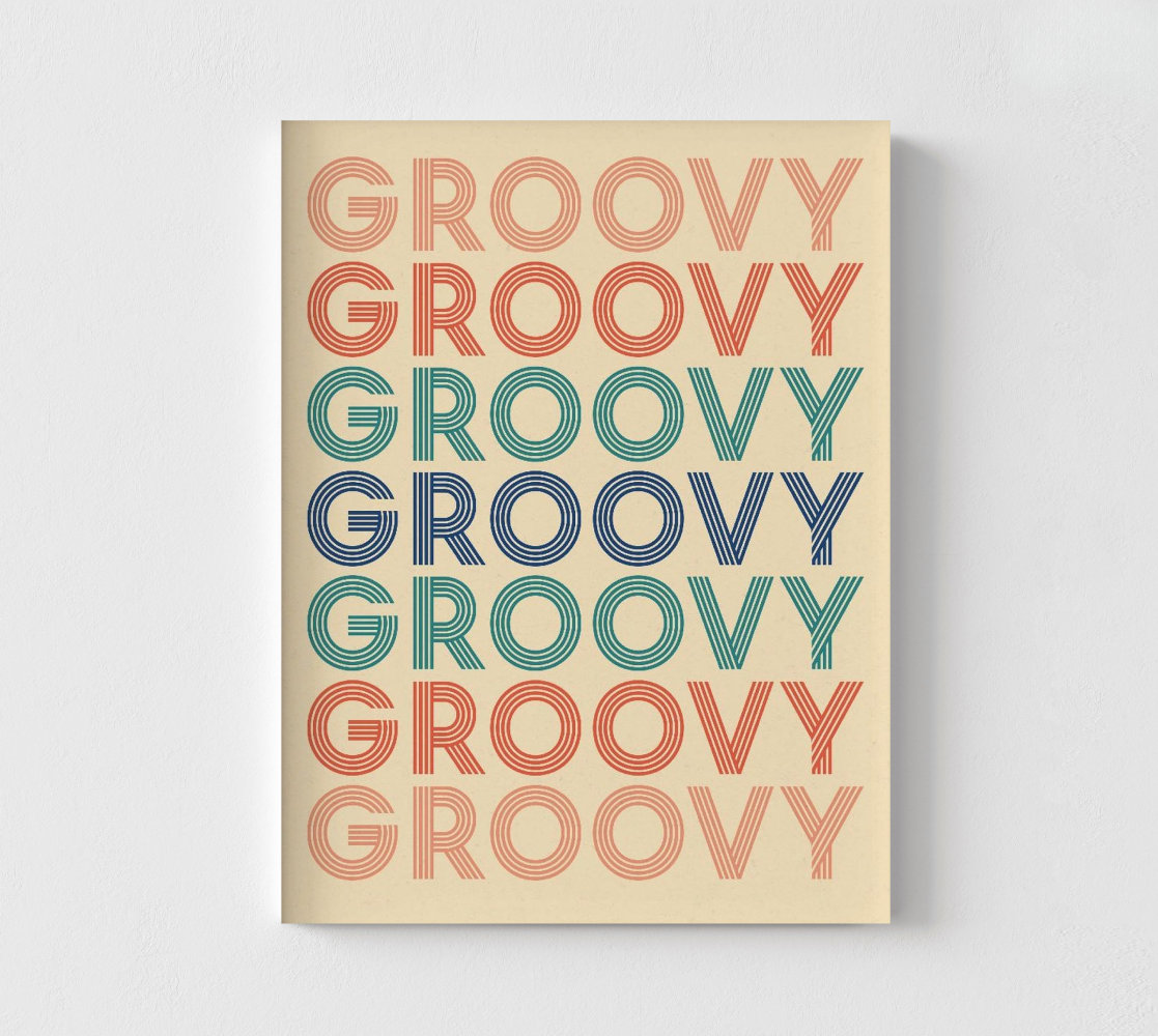 WeFrameArt Retro Groovy Sign New Office Wall Art, Multicolor Vintage ...