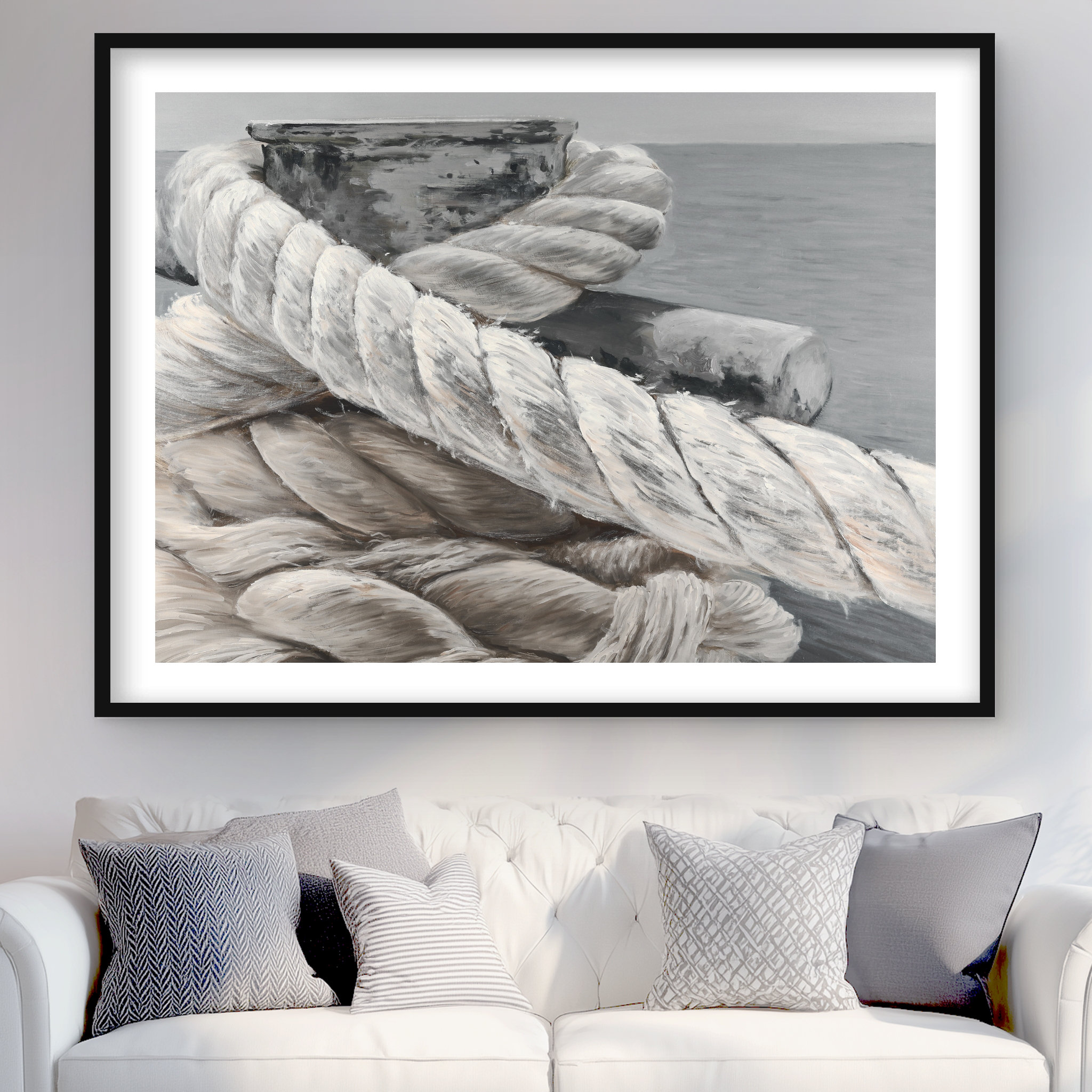 Lark Manor™ Twisted Boat Rope - Beige Marine Framed Matted Print Decor ...
