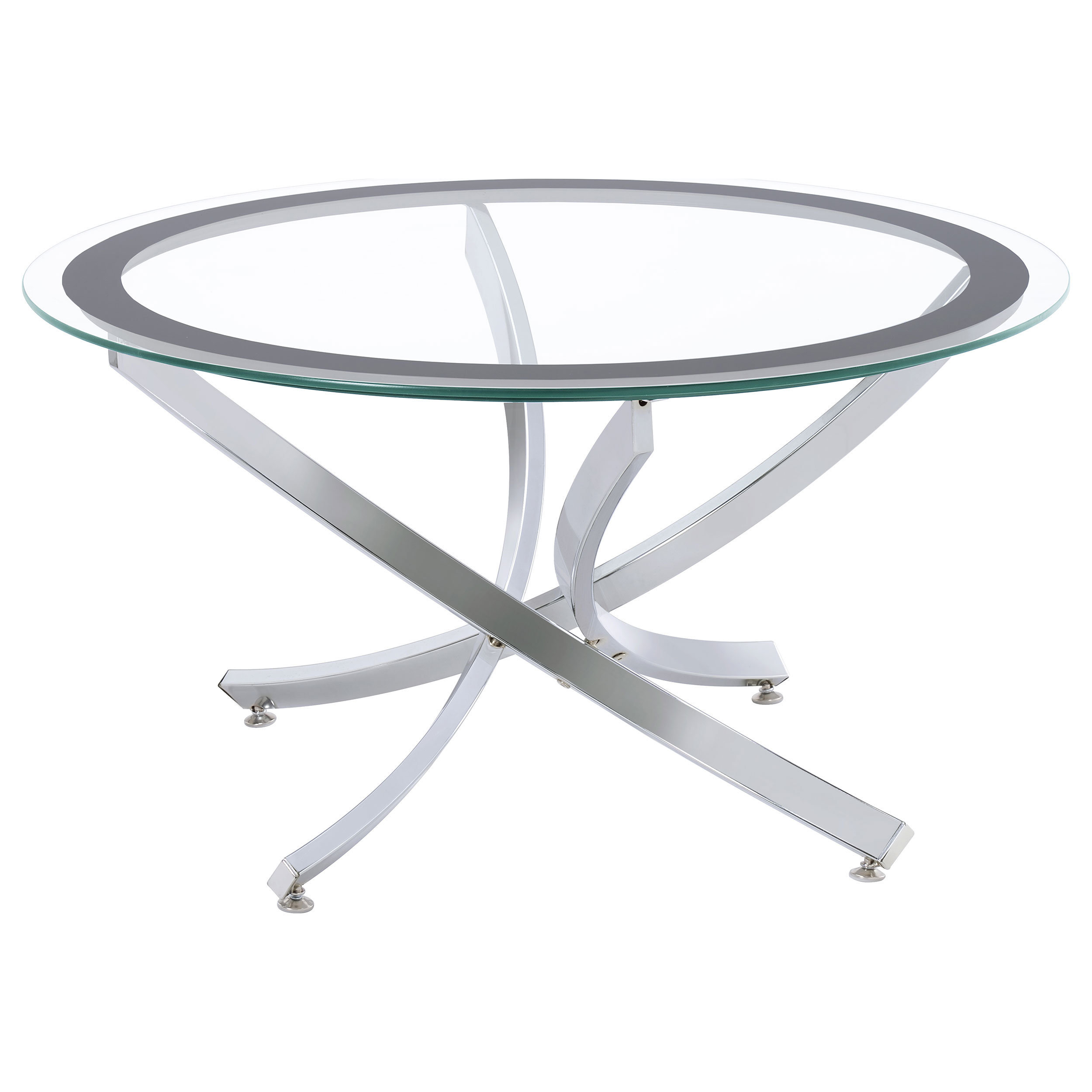 Ivy Bronx Brooke 2-Piece Round Glass Top Coffee Table Set Chrome | Wayfair