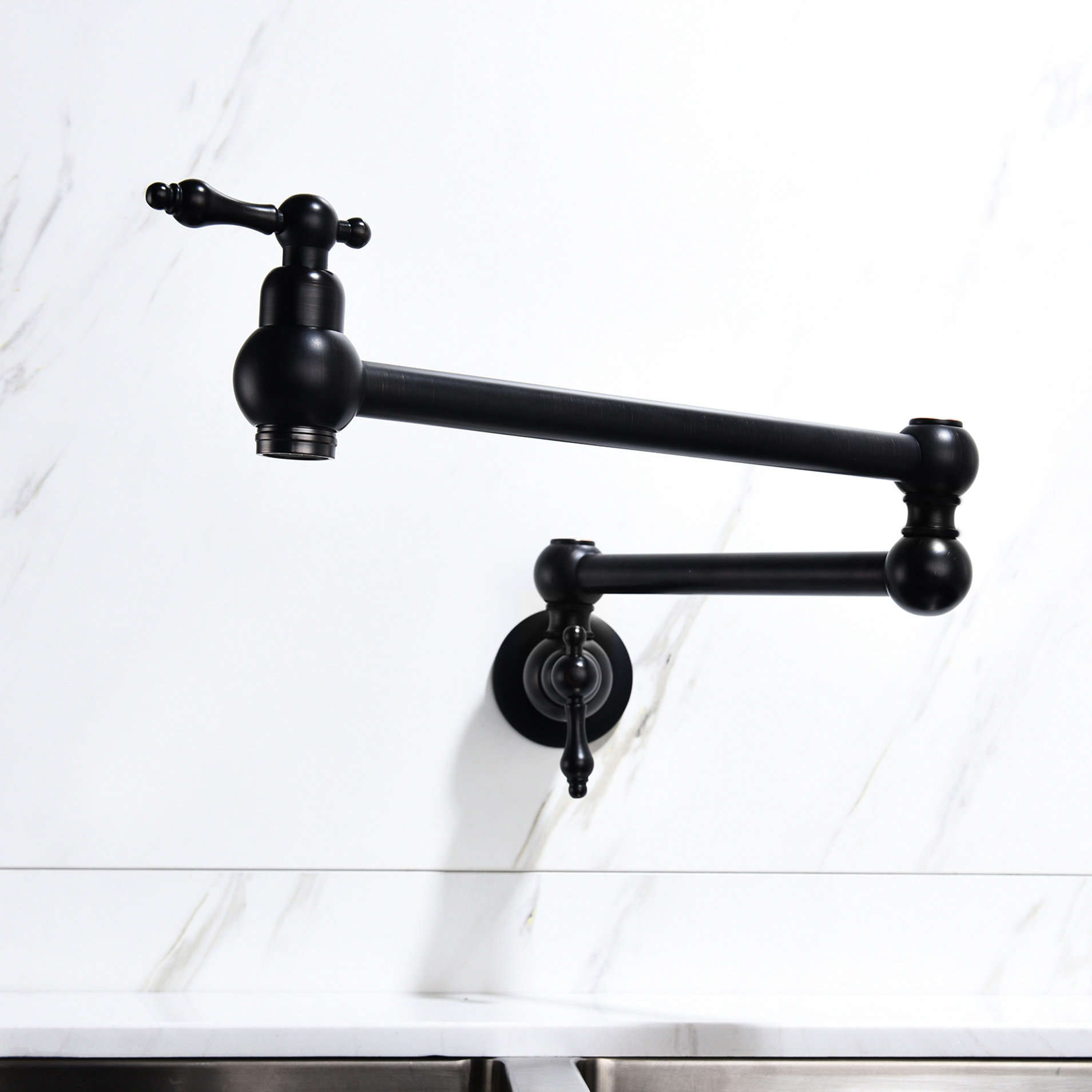 Latitude Run® Pot Filler Faucet Wall Mount - Arm For Convenient And ...
