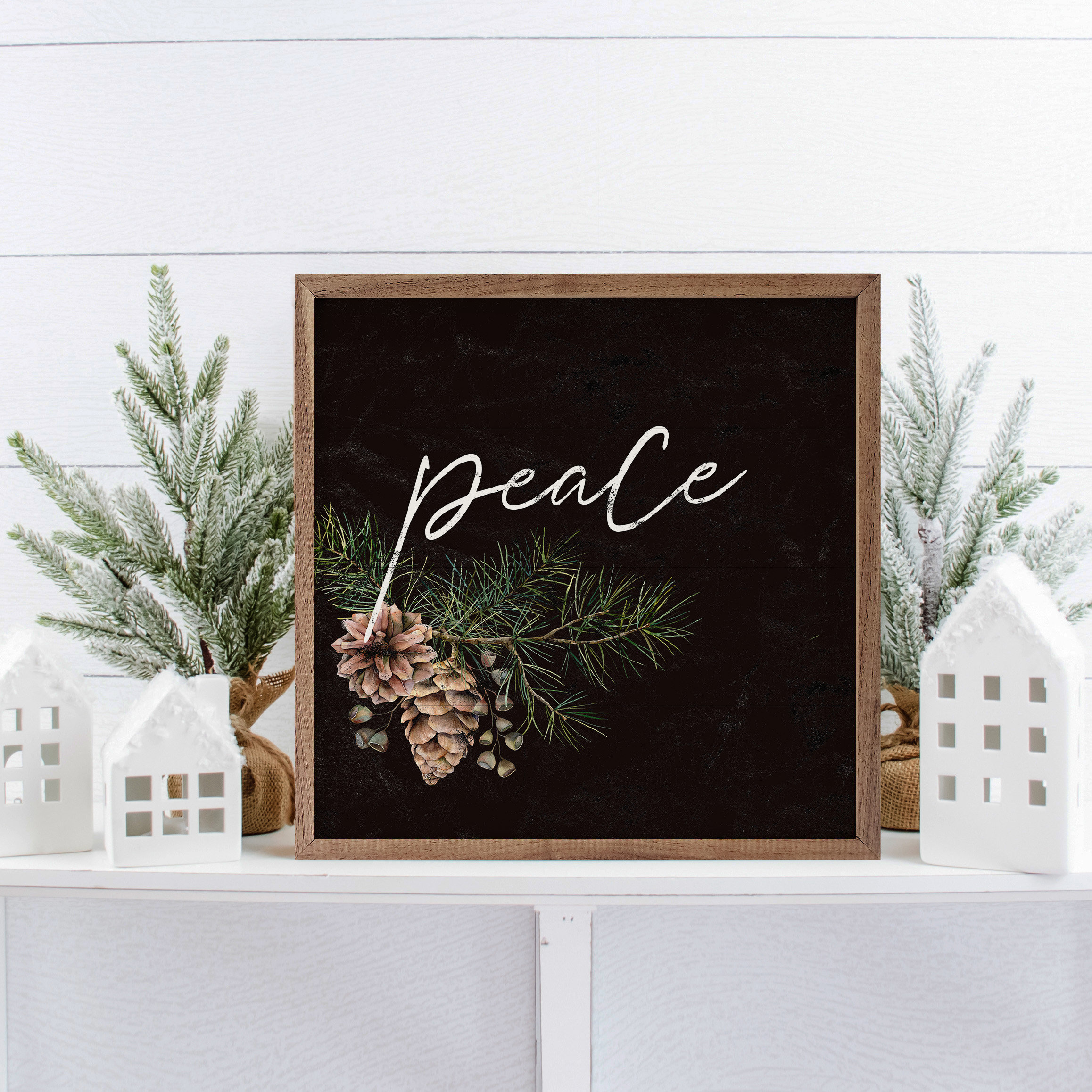 The Holiday Aisle® Pinecone Peace Branch Black | Wayfair