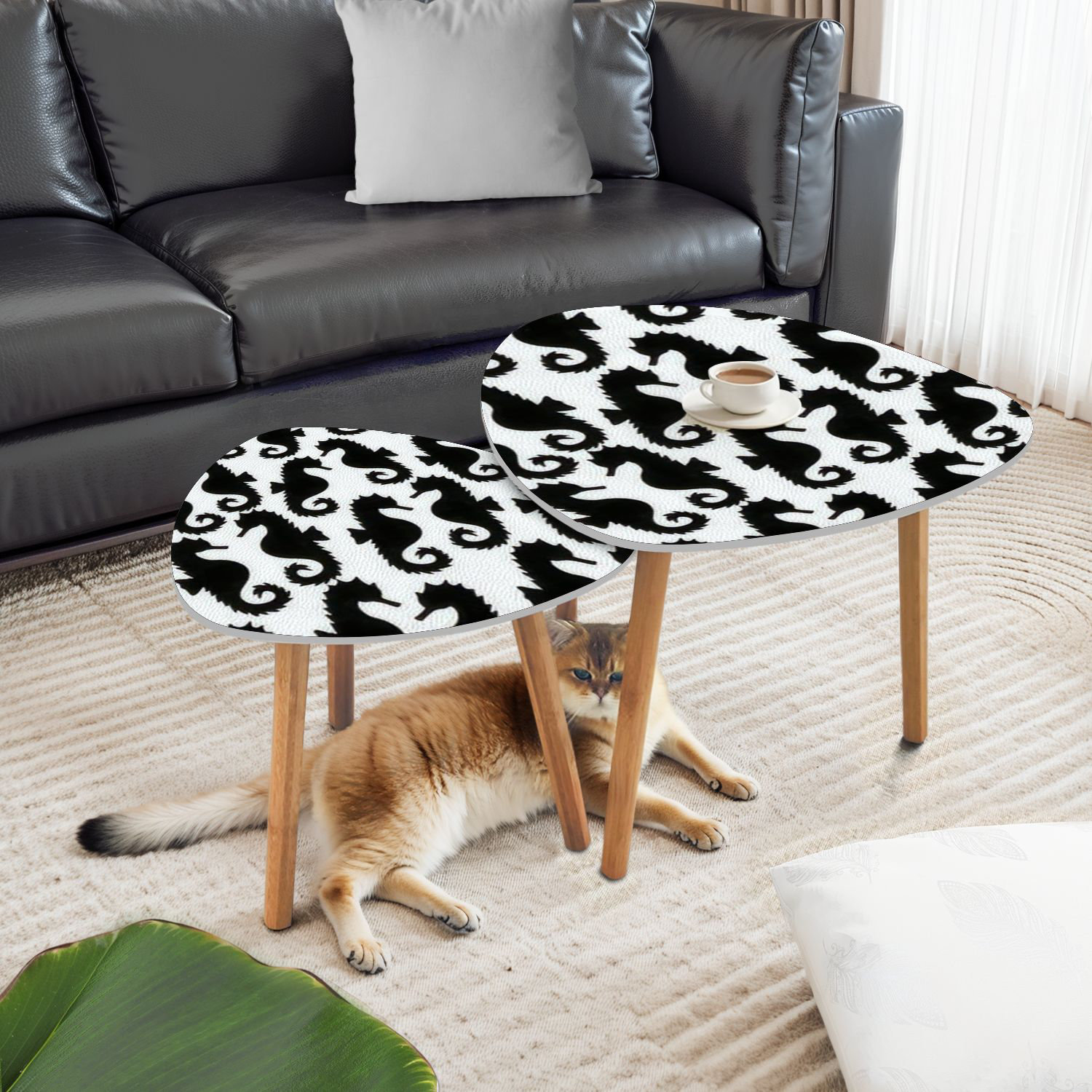 George Oliver Triangle Nesting Coffee Table Set of 2 Silhouette ...