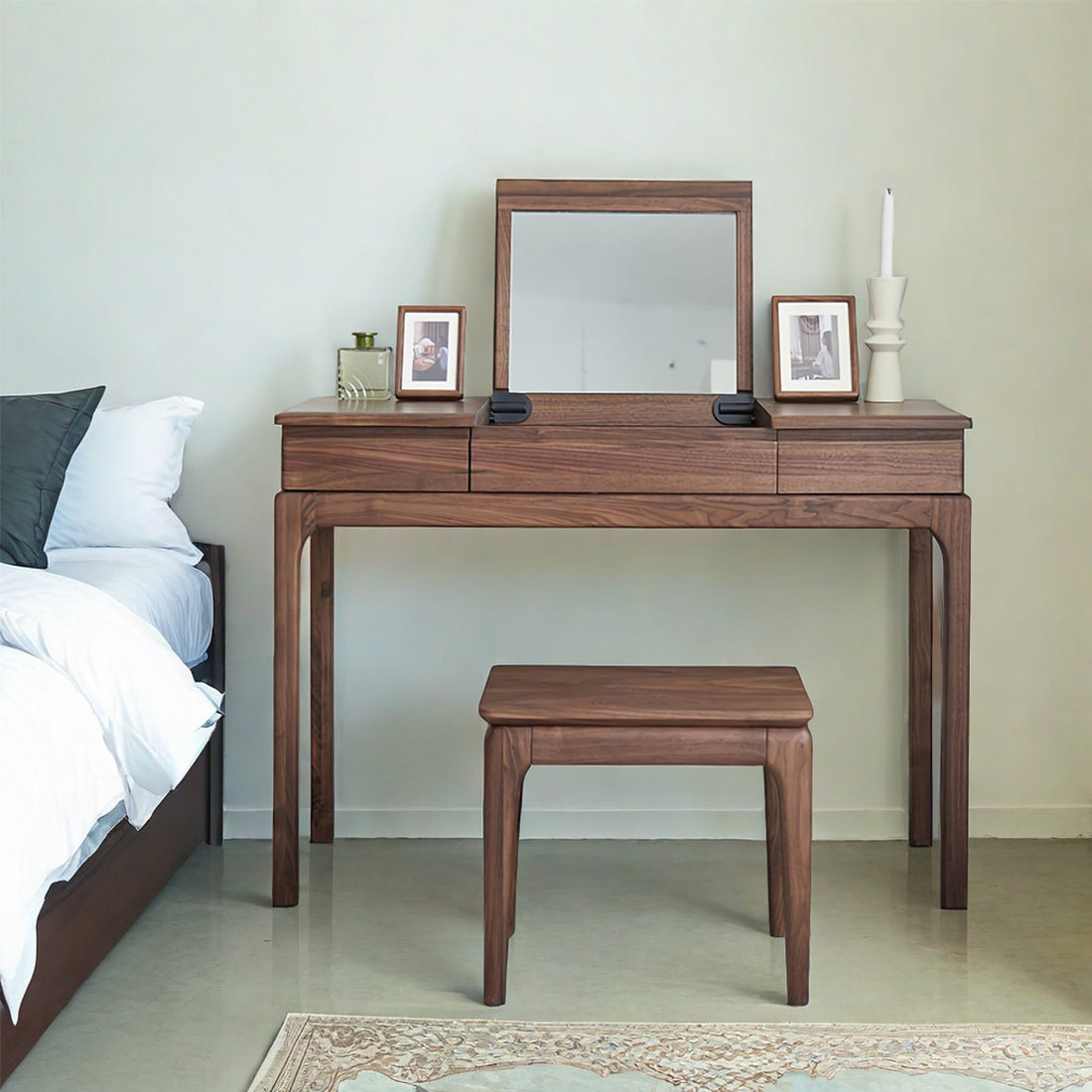 Enjoy Comfort Living Simple Solid Black Walnut Flip-Top Mirror Vanity ...