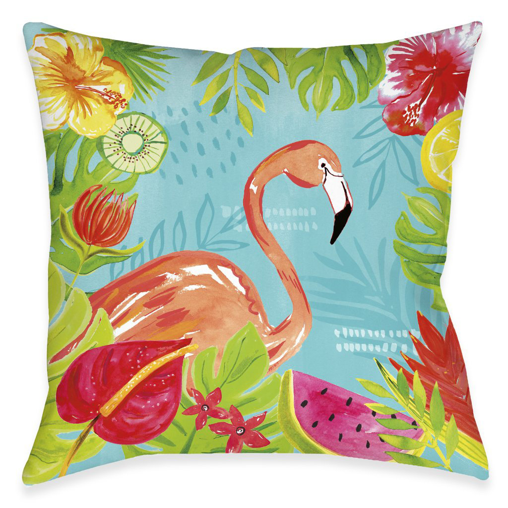 Laural Home Tutti Fruity Flamingo Outdoor Decorative Pillow | Wayfair