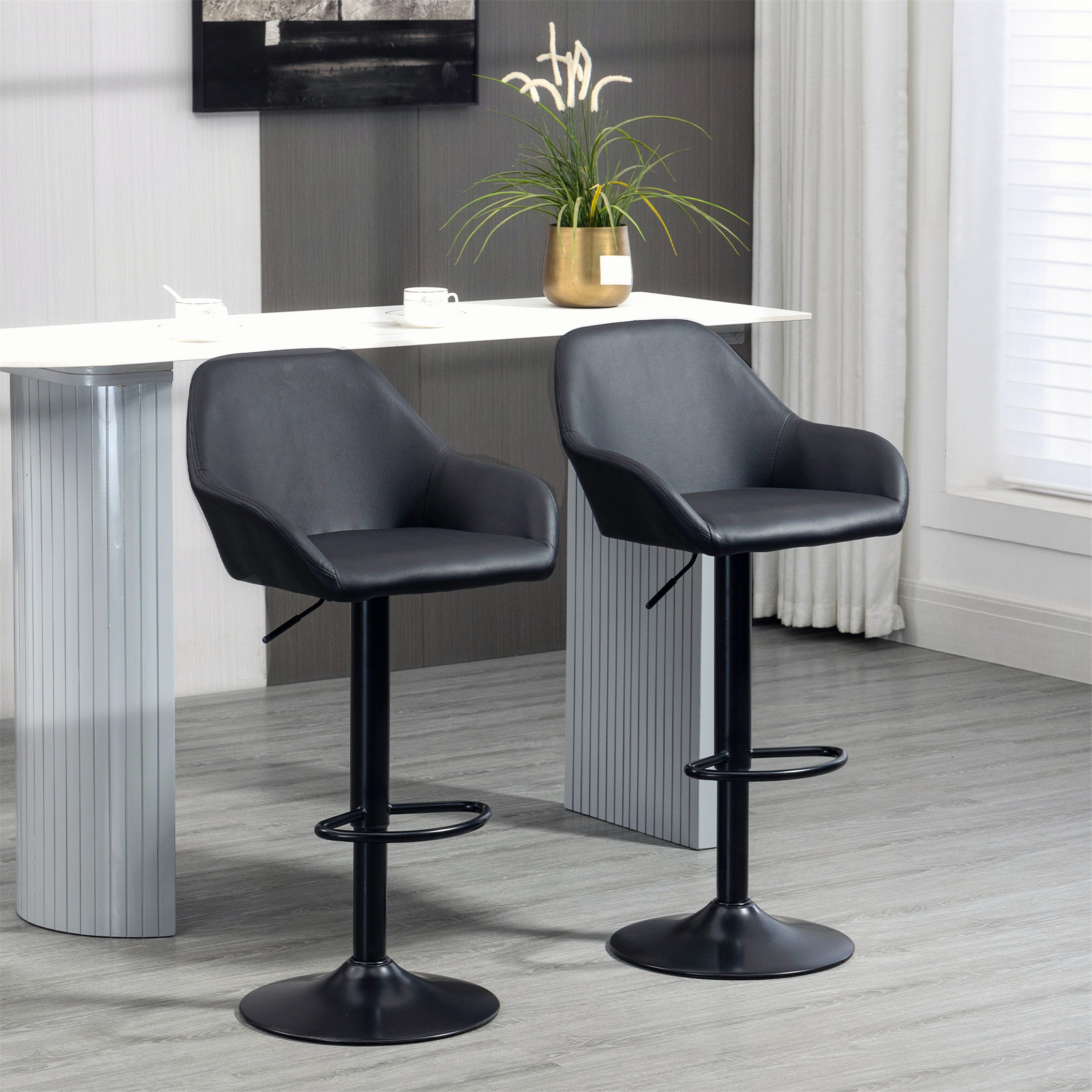 Latitude Run® Versatile Adjustable Swivel Bar Stools Set for Stylish ...