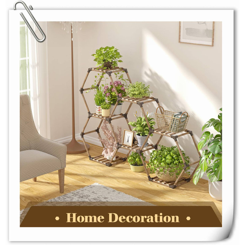 Arlmont & Co. Plant Stand Indoor Outdoor Hexagonal Plant Stand For ...