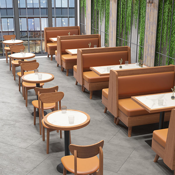 Canadian Linen Light Luxury Simple Retro Restaurant Bench Faux Leather ...