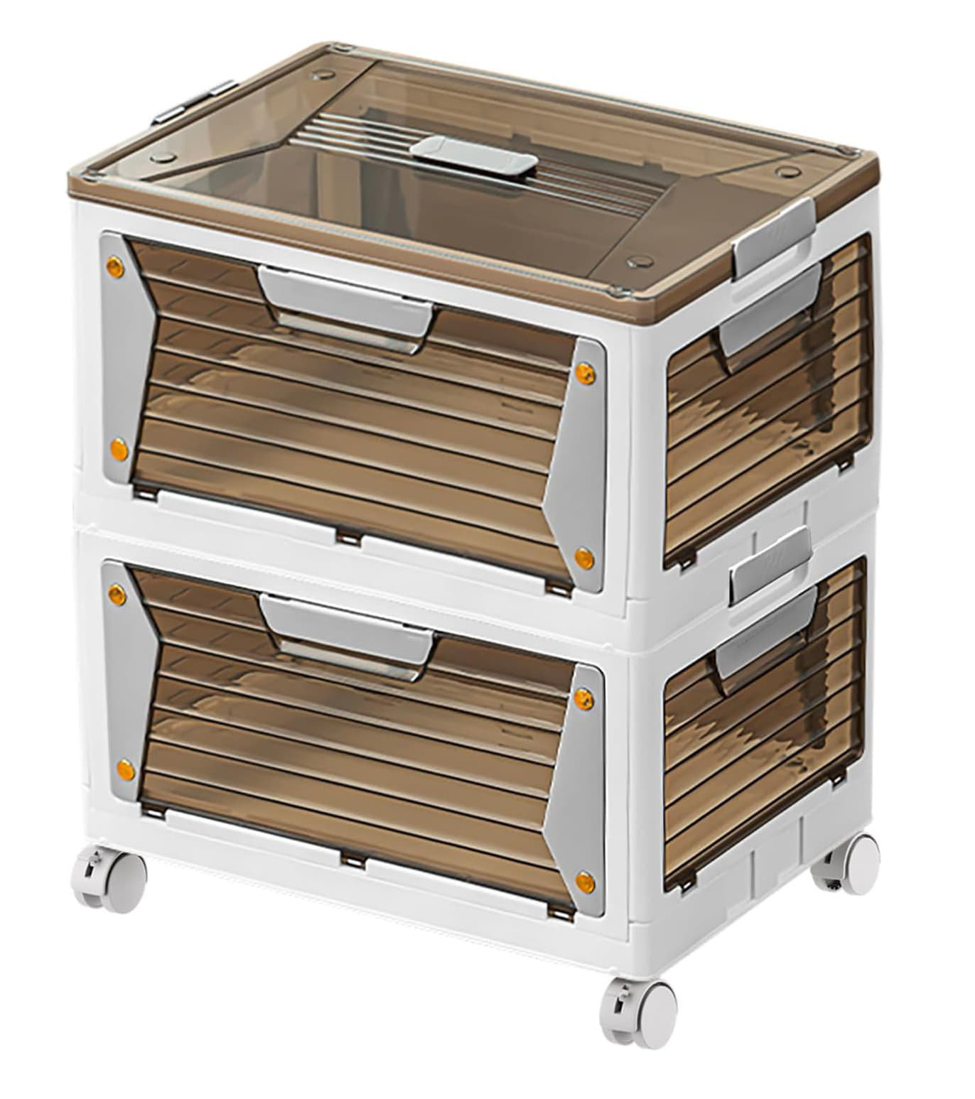 SHARFIC 2 Pack Collapsible Plastic Storage Bins - Wheels, Lids for ...