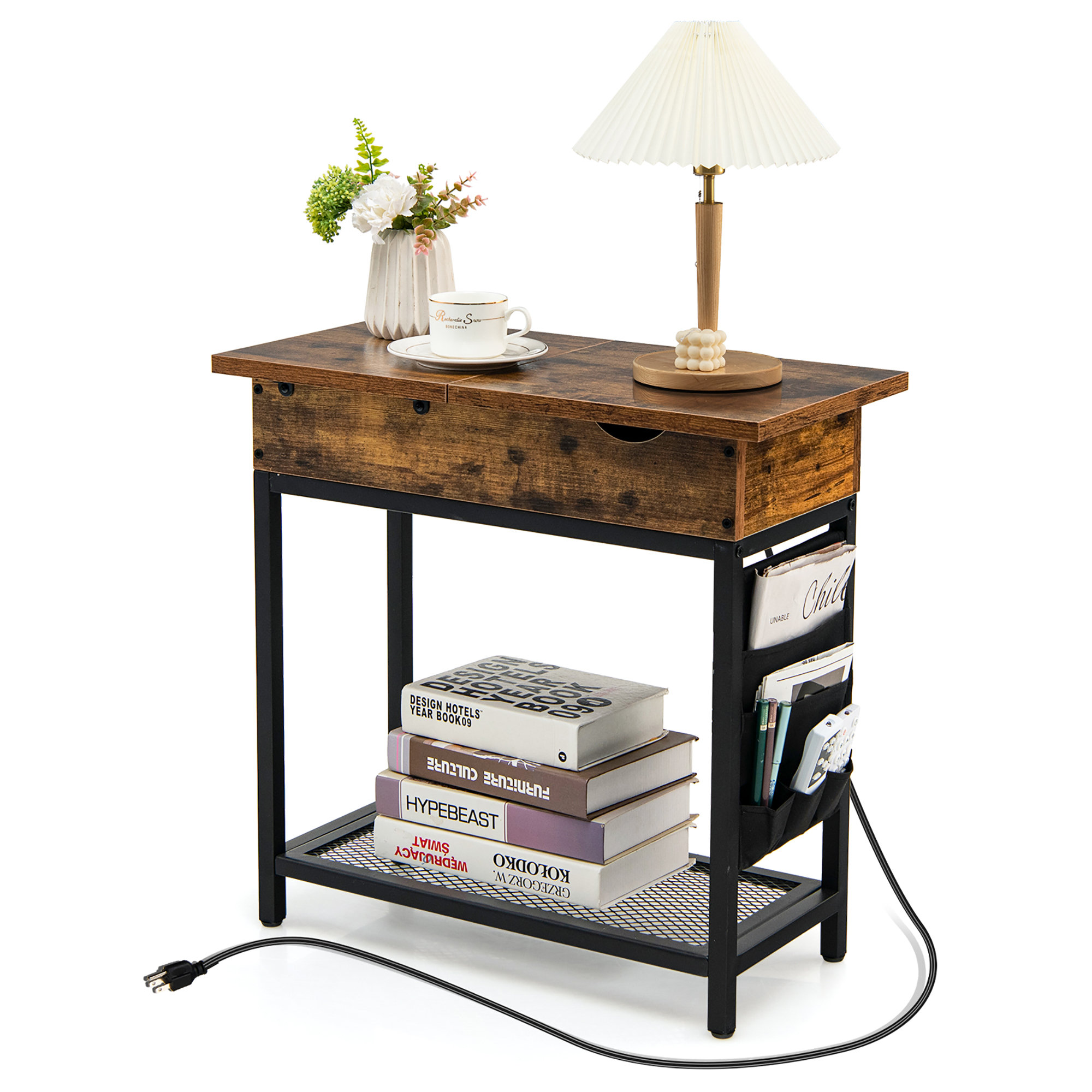 17 Stories Willanna End Table with Storage and Built-In Outlets | Wayfair