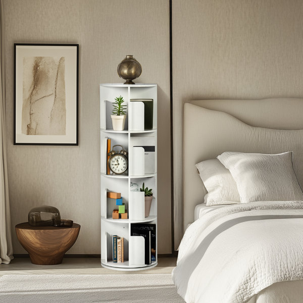 Latitude Run 4 Tier Rotating Bookshelf, Versatile Revolving Bookcase ...