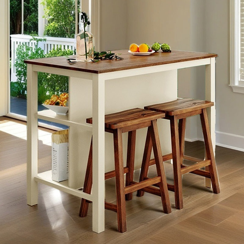 Lark Manor™ Solid Wood Rustic 3-Piece 45" Stationary Kitchen Island Set ...