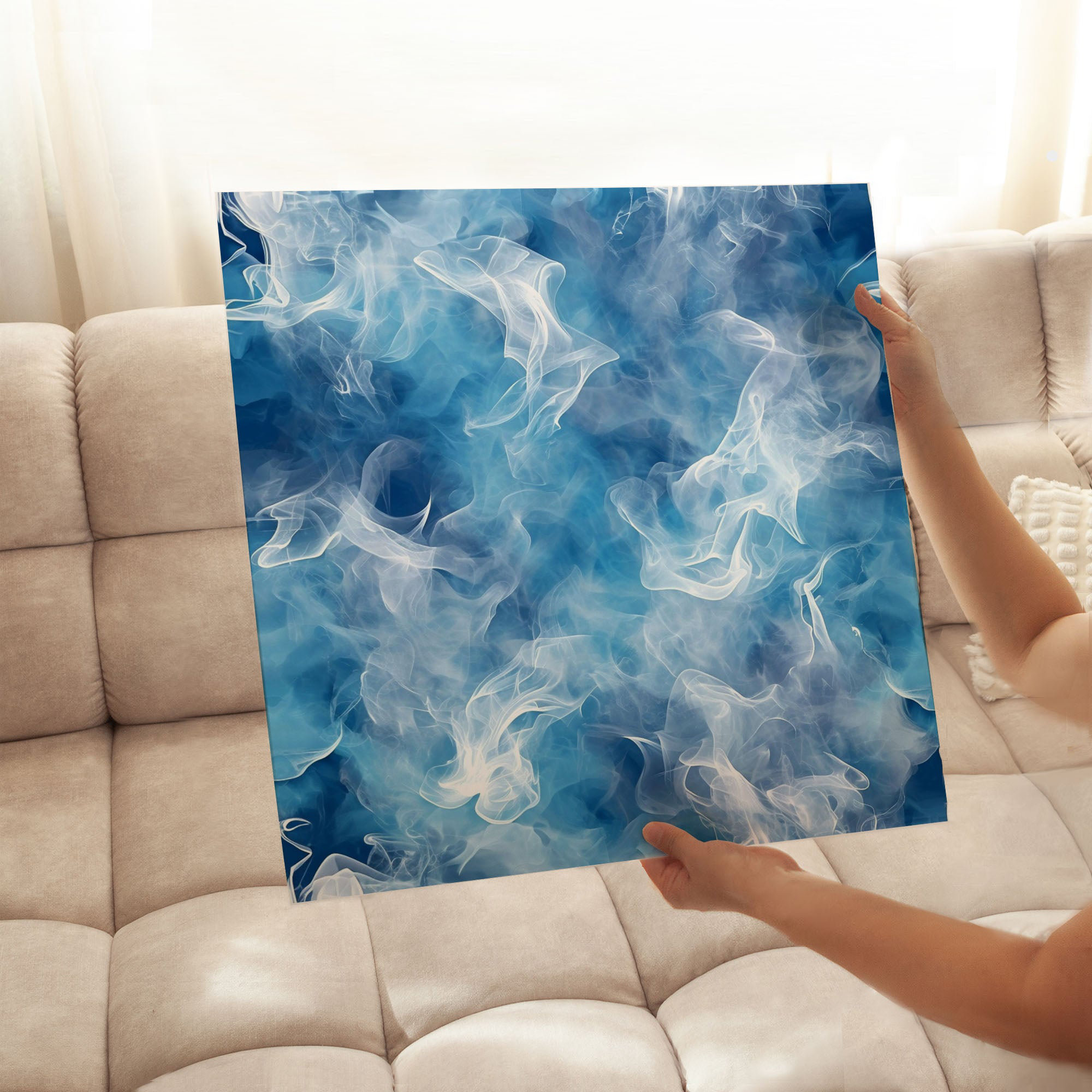 Highland Dunes Abstract Blue Myst IV Modern Unframed Art Print | Wayfair