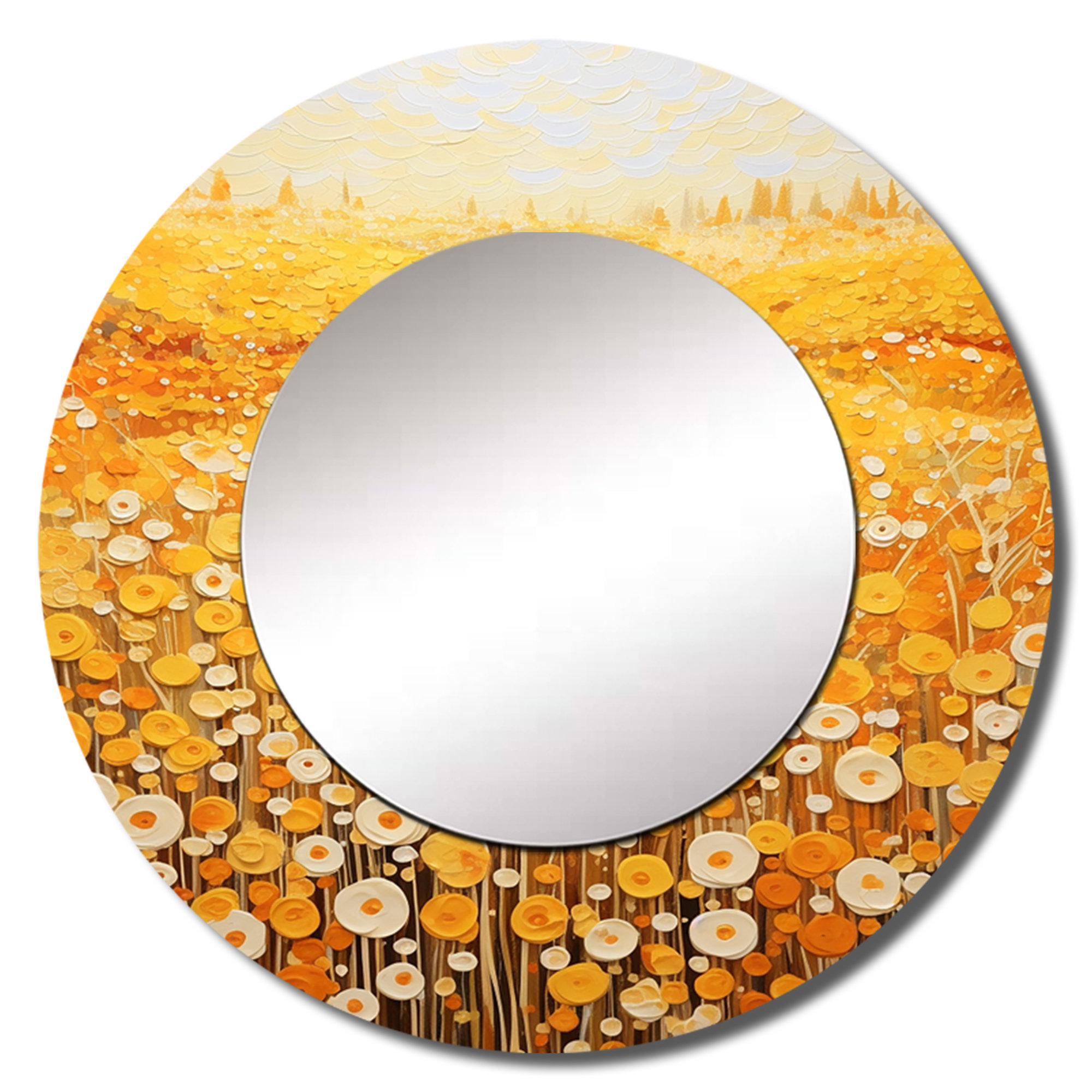 Design Art Golden Harvest Floral Field I - Flower Mirror, Traditional ...