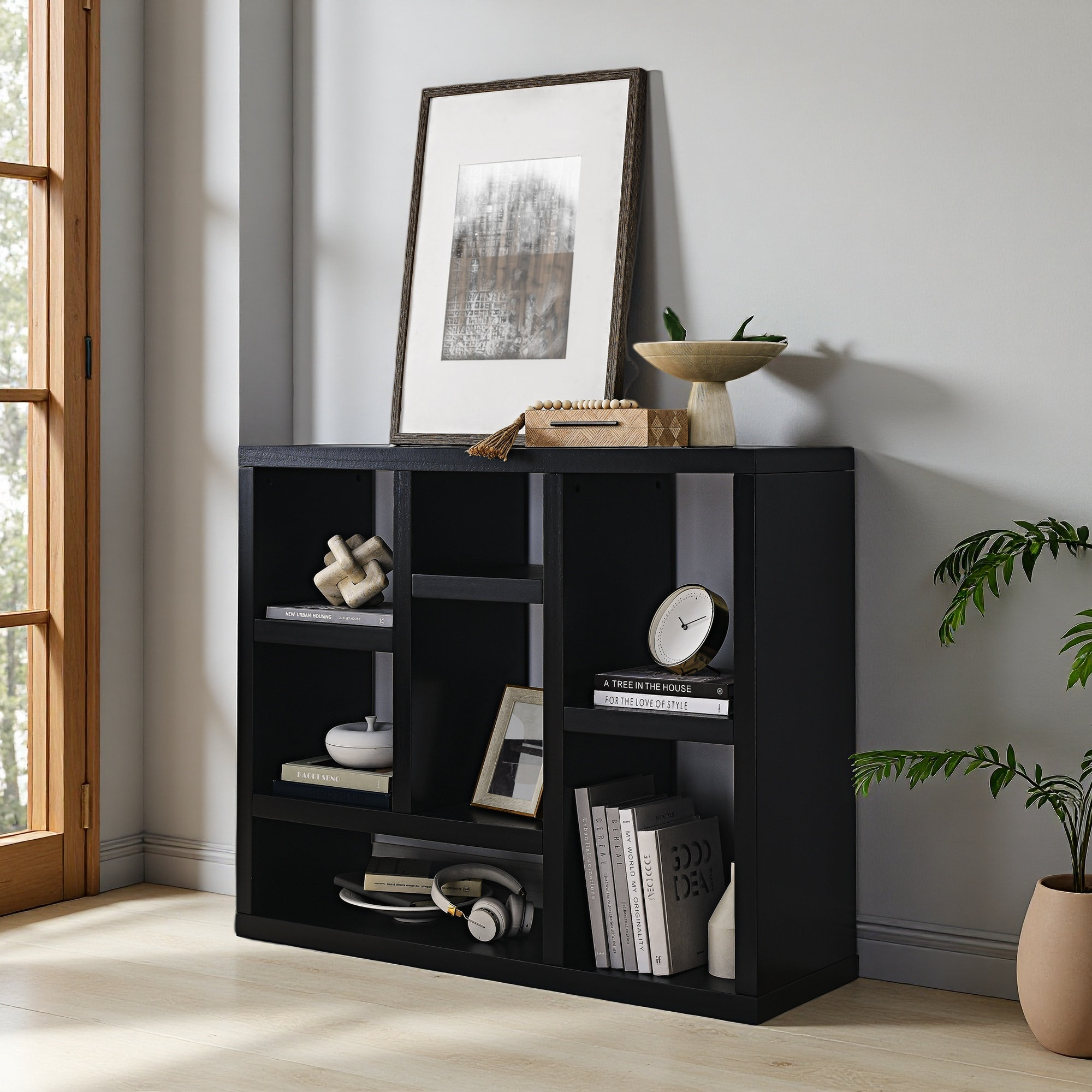 Ebern Designs Open Wooden Open Shelf Bookcase, Freestanding Display ...