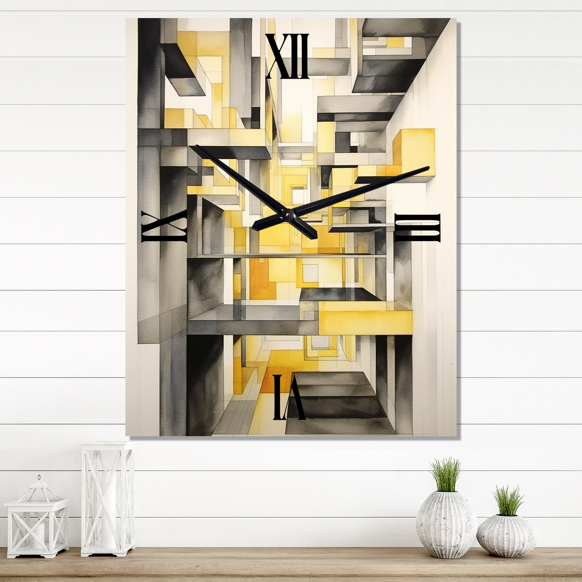 East Urban Home Yellow And Grey Intersecting Realities II - Abstract ...