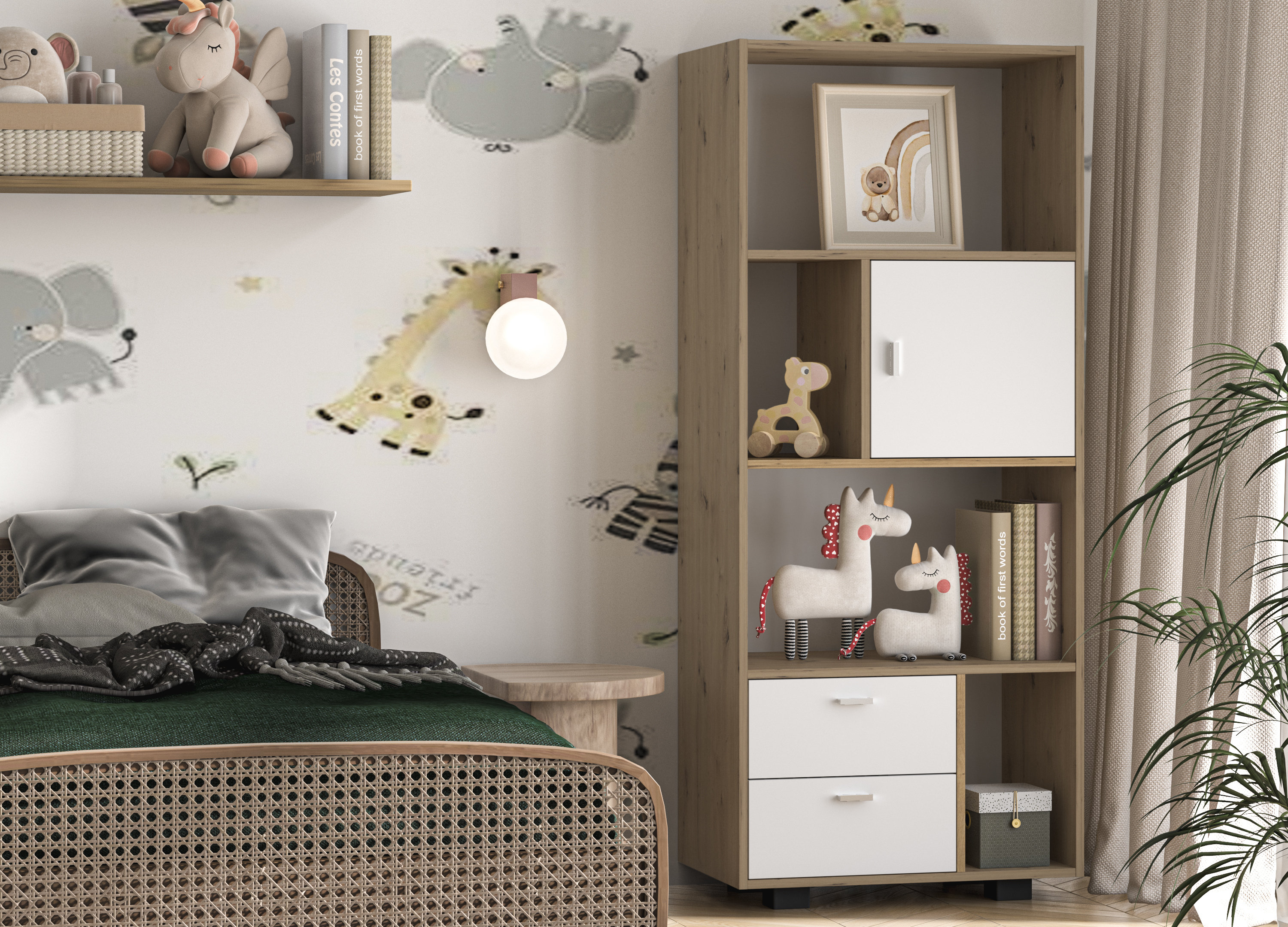 Latitude Run Book Case Line Kurt White - Artizan Oak | Wayfair.co.uk