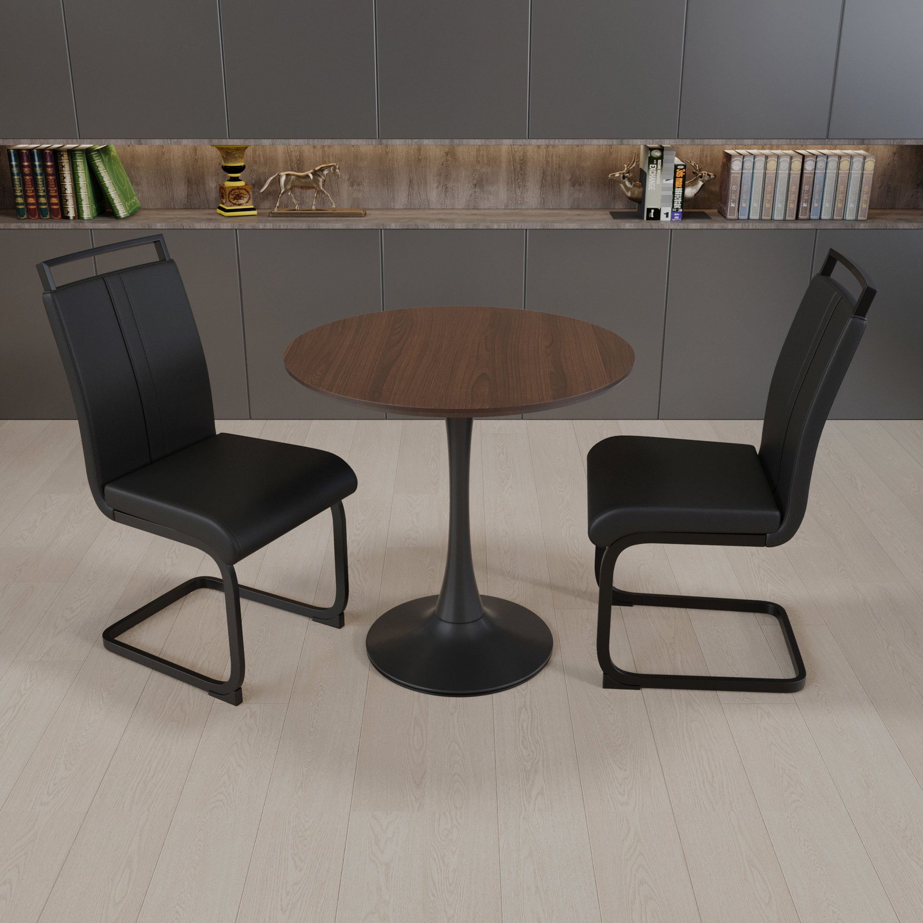 George Oliver Walnut Round Dining Table For 4, 31.5 - Inch Base And ...
