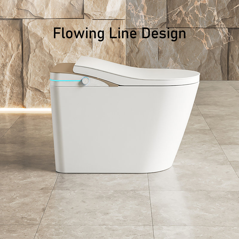 YULIKA Digital Screen Elongated Floor Mounted Bidet Smart Toilet | Wayfair