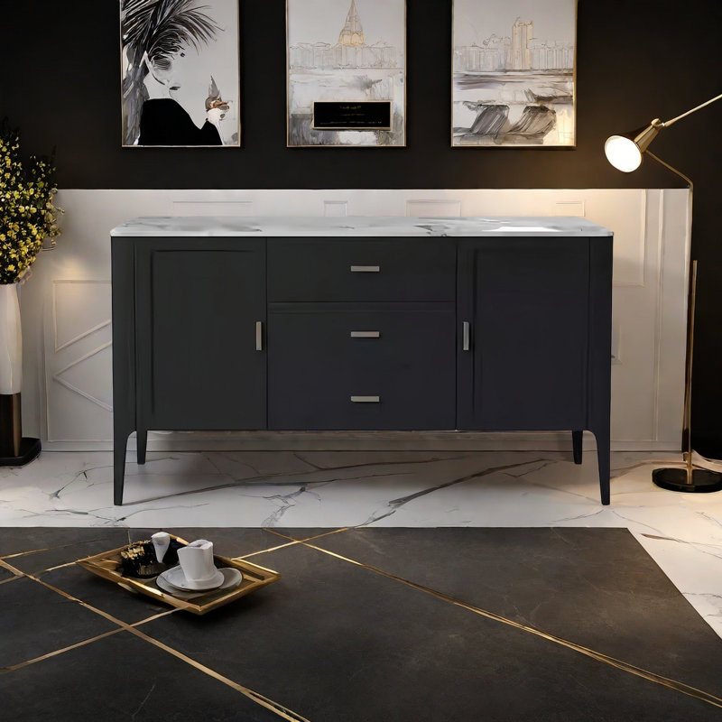 Licalilo Elegant Modern Marble Storage Cabinet for Bedroom | Wayfair