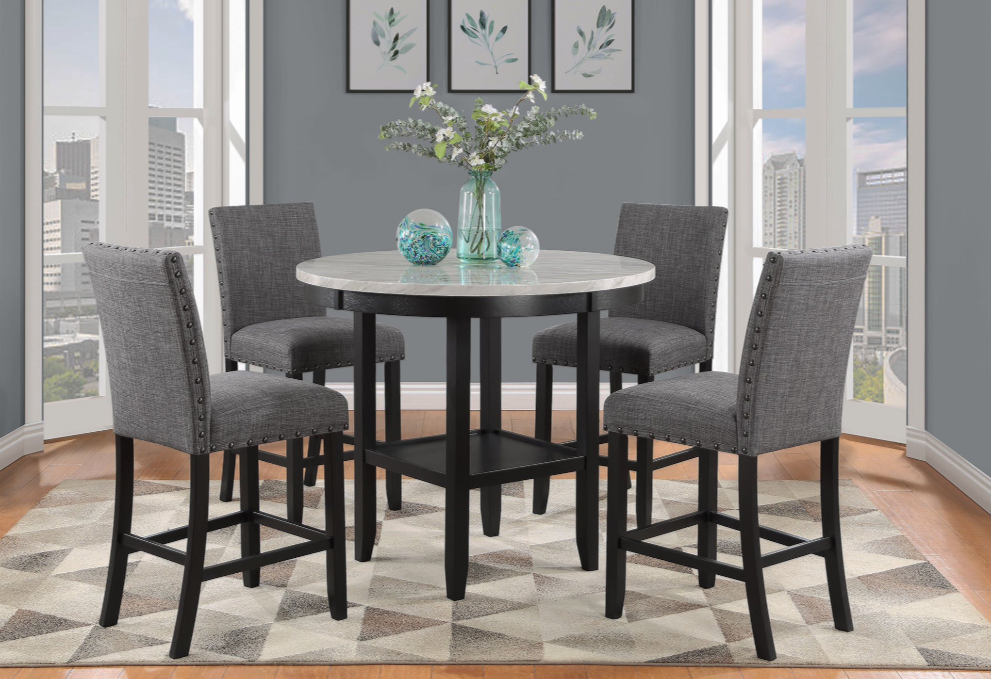 Red Barrel Studio® GRETA BAR TABLE and BAR STOOL SET Modern Gray Bar ...