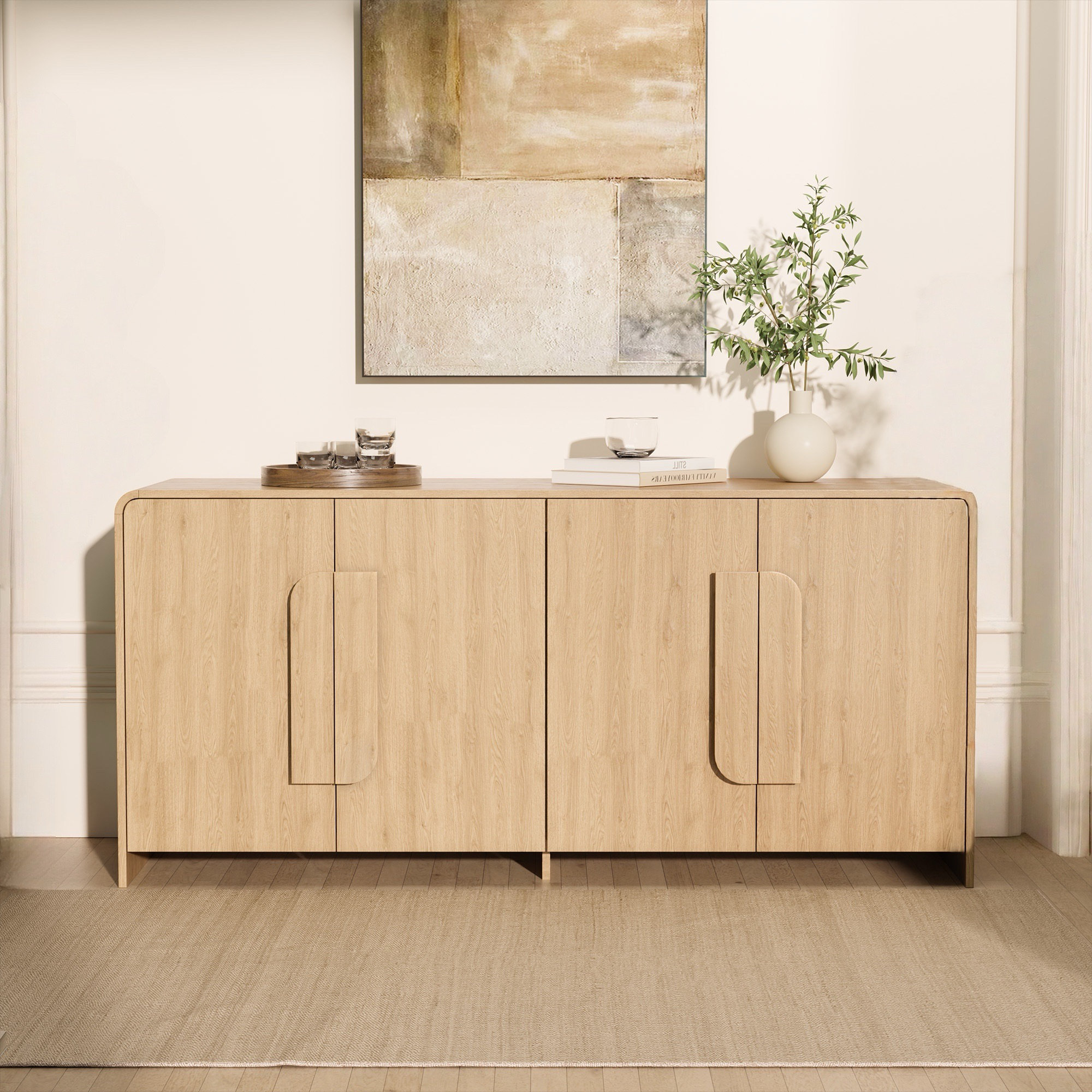 Ebern Designs 64'' Modern Design Sideboard Buffet Cabinet with 4 Doors ...