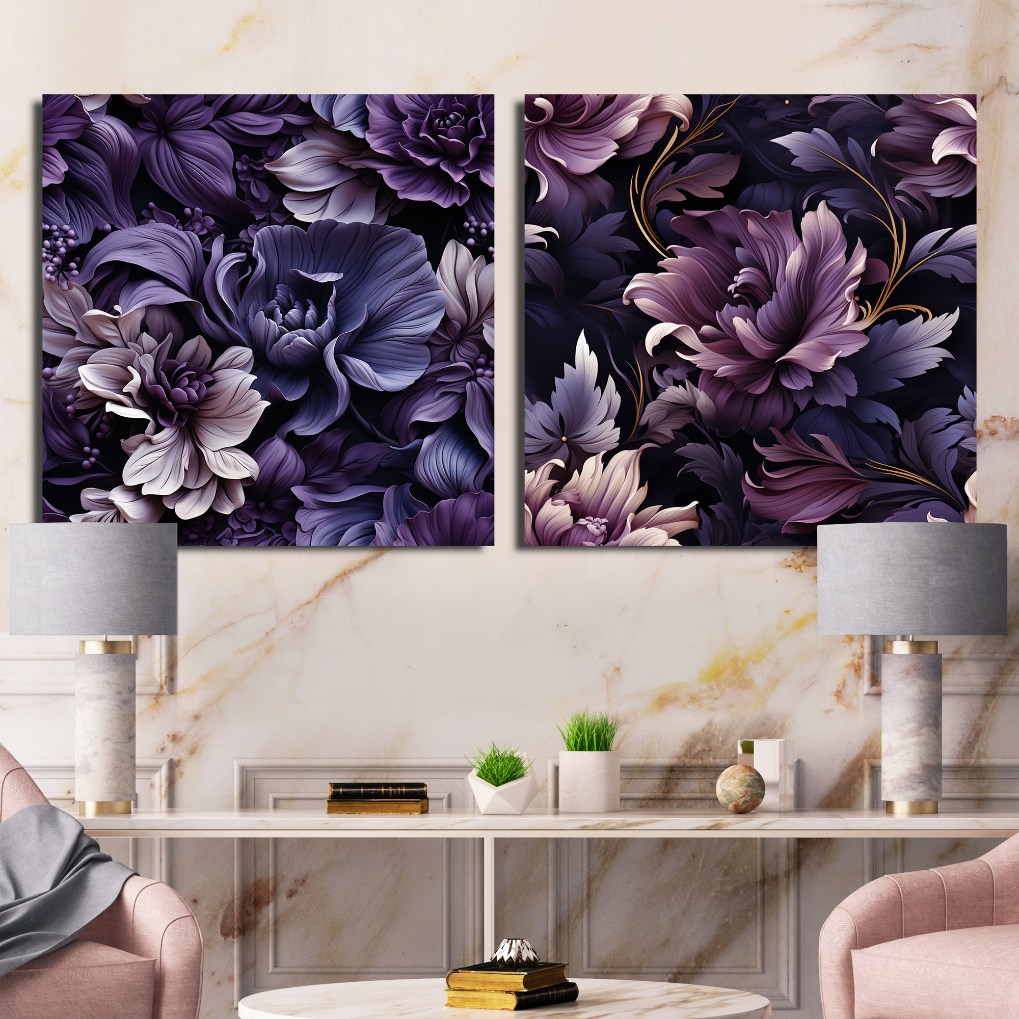 Design Art Shadowed Elegance Moody Patterns - Abstract Botanicals ...