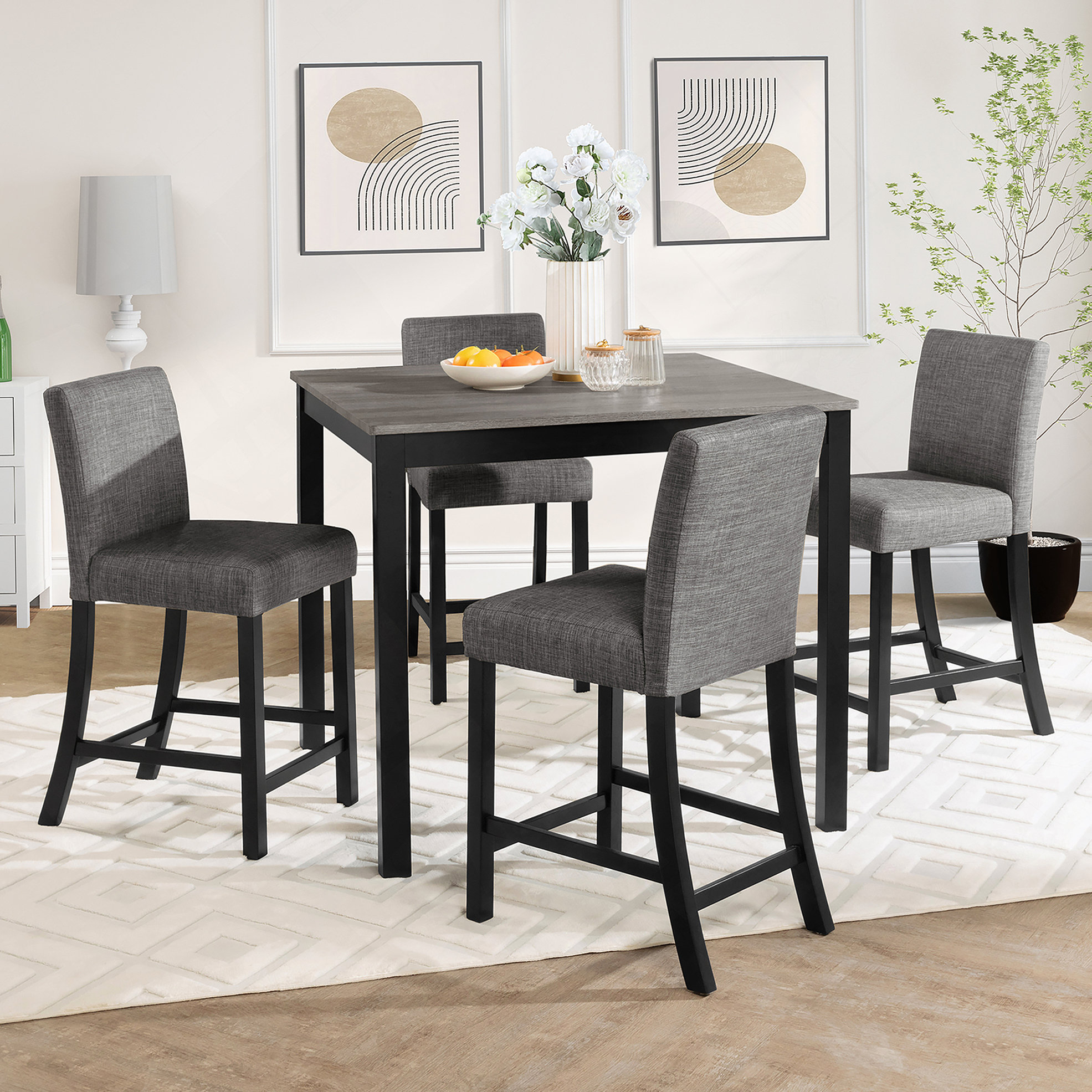 Latitude Run® 5-Piece Counter Height Table Set with 4 Chairs, Counter ...