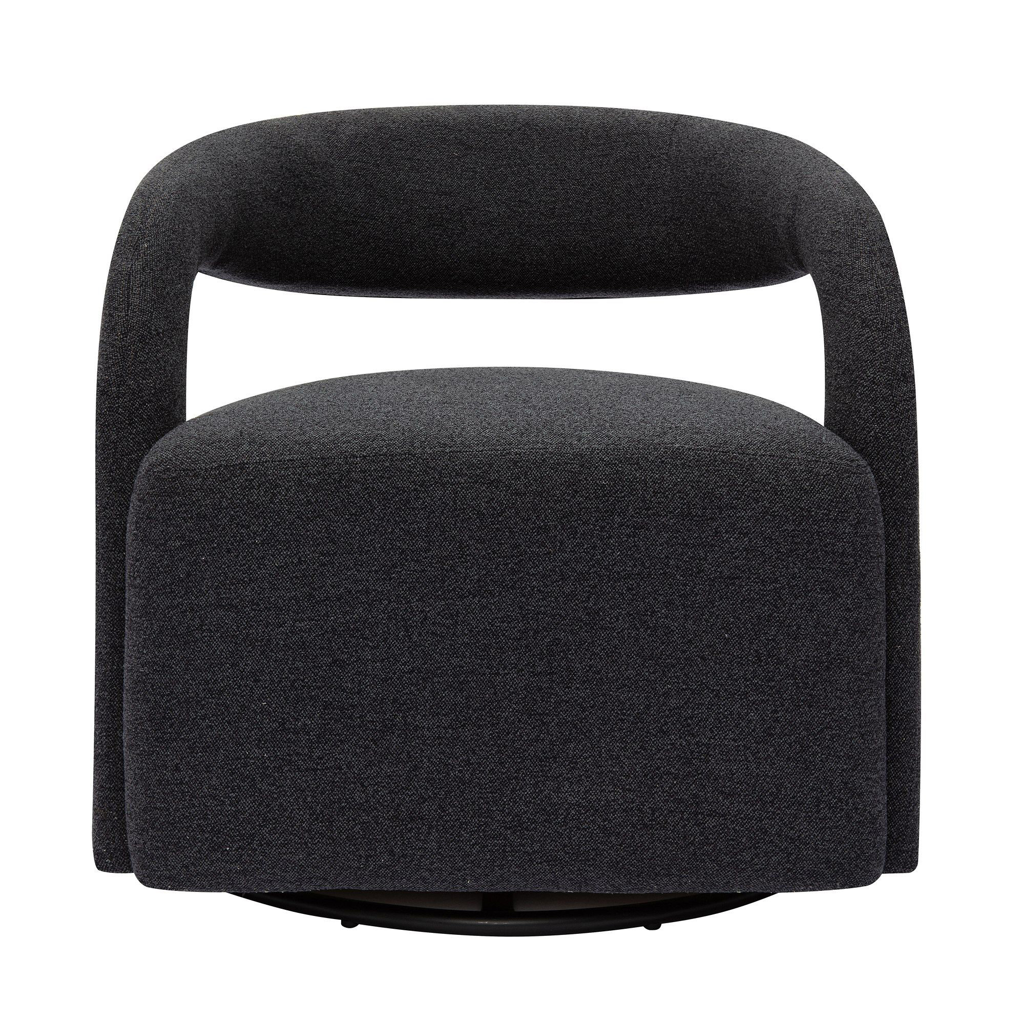 Ivy Bronx Dowsett - Modern Black Fabric Swivel Accent Chair | Wayfair