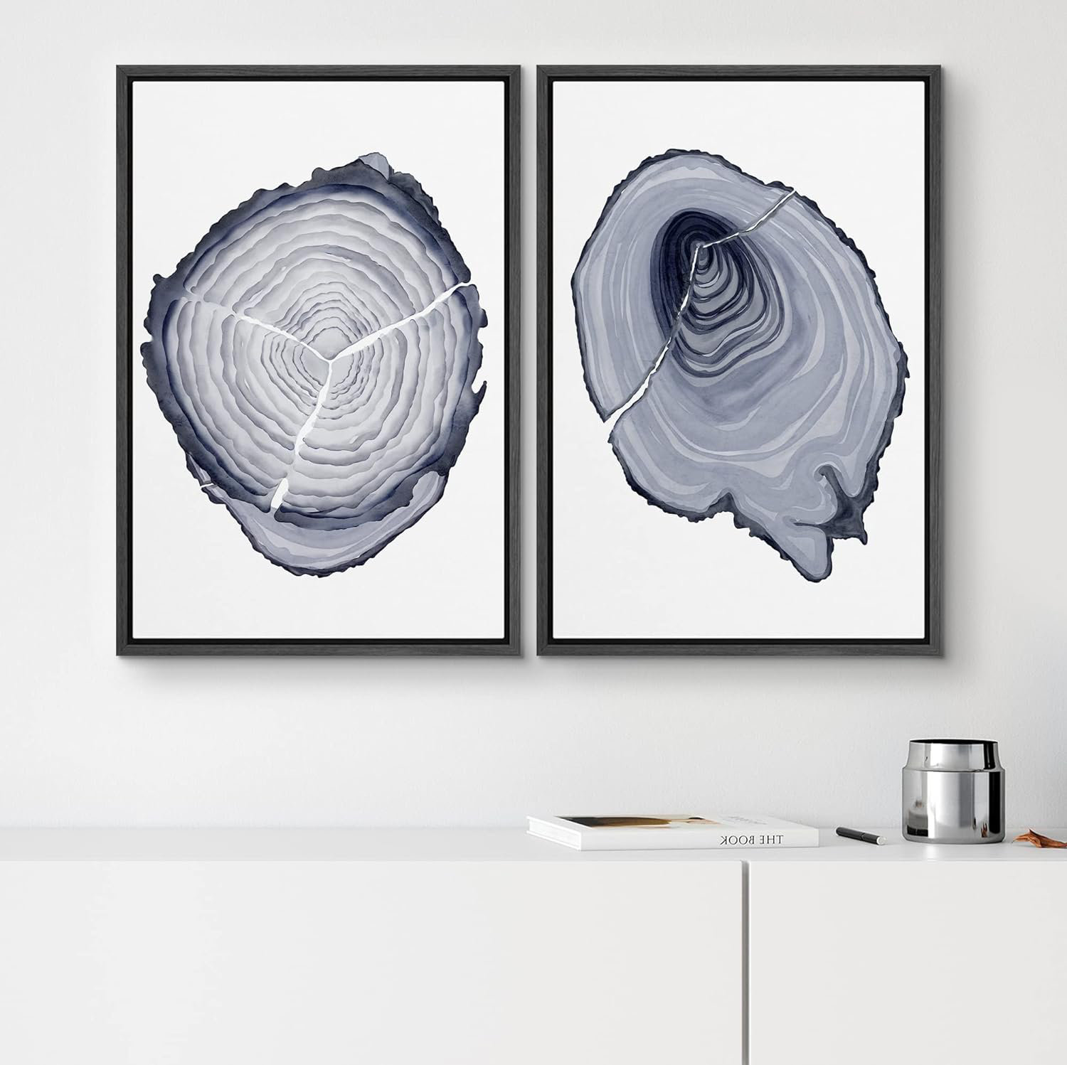 wall26 Duotone Blue Oak Woodest Tree Rings Wilderness Wall Pictures ...