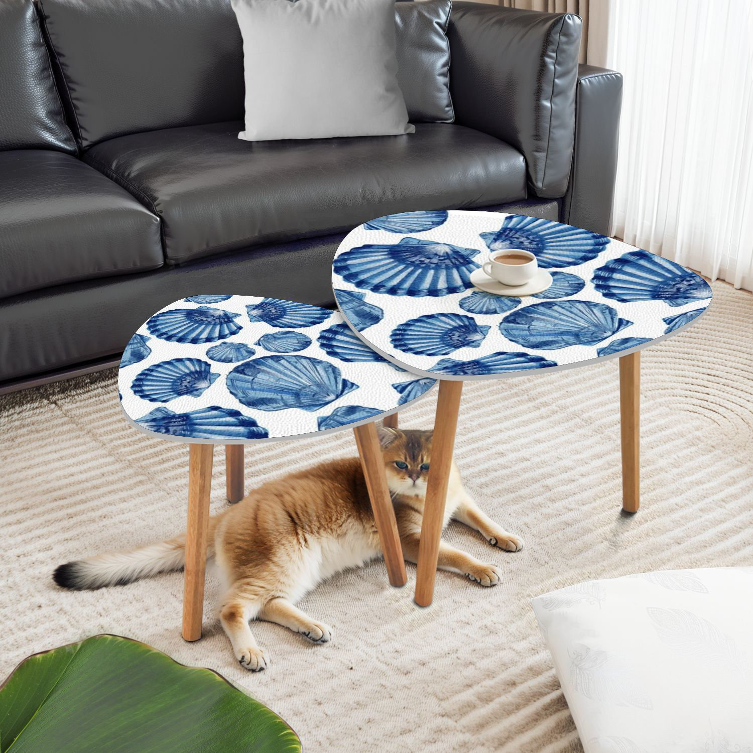George Oliver Triangle Nesting Coffee Table Set of 2 Seamless blue ...