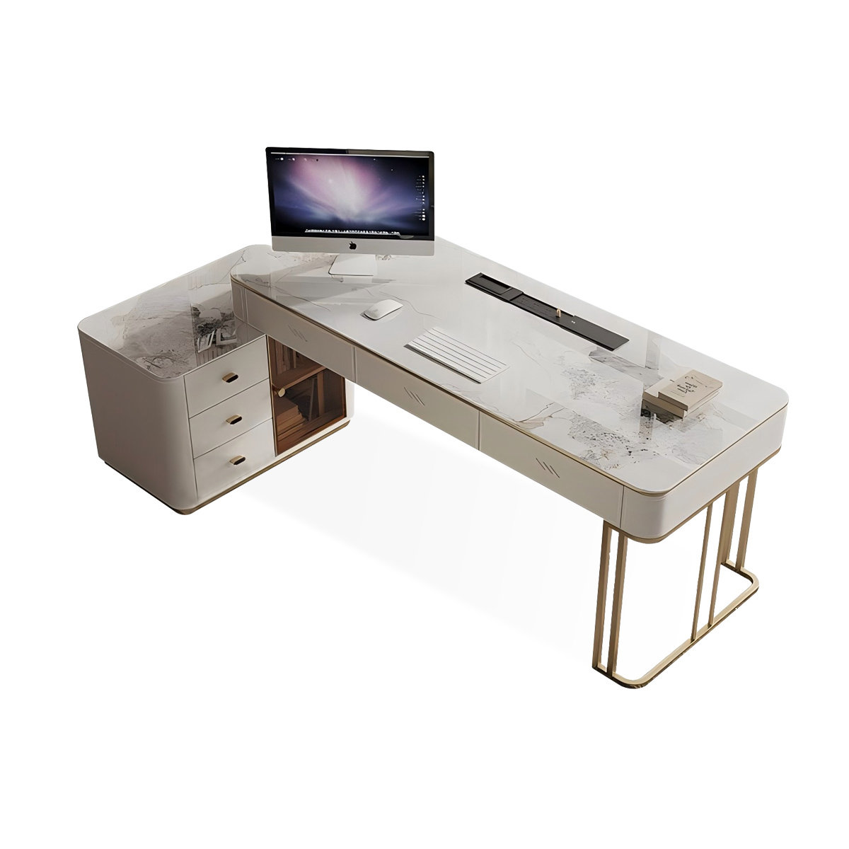 Wardrobe Trendsetter 55.12" Picture colour L-Shaped Stone Desks ...