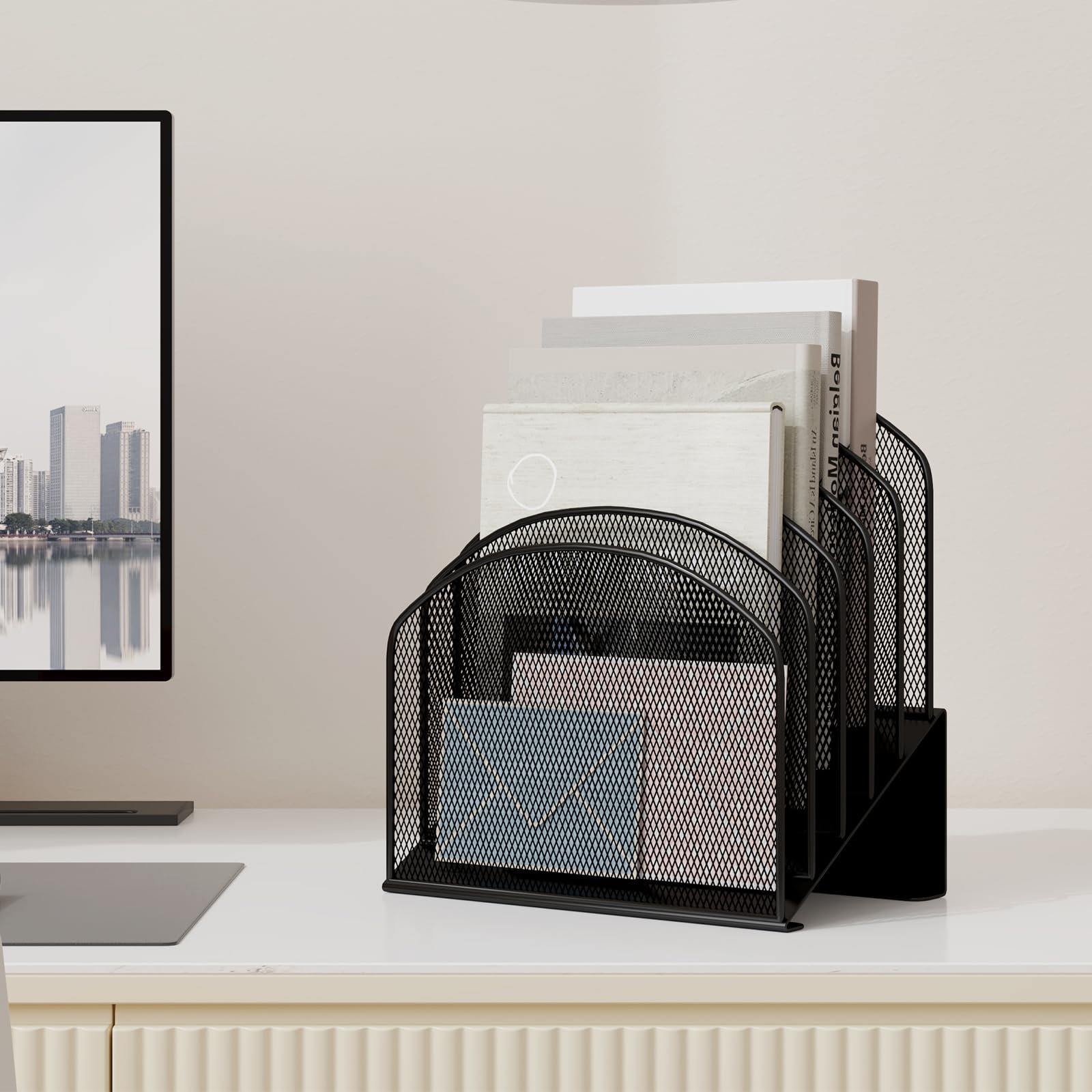 Inbox Zero Desk File Organizer, Metal Mesh Vertical Desktop File Folder ...