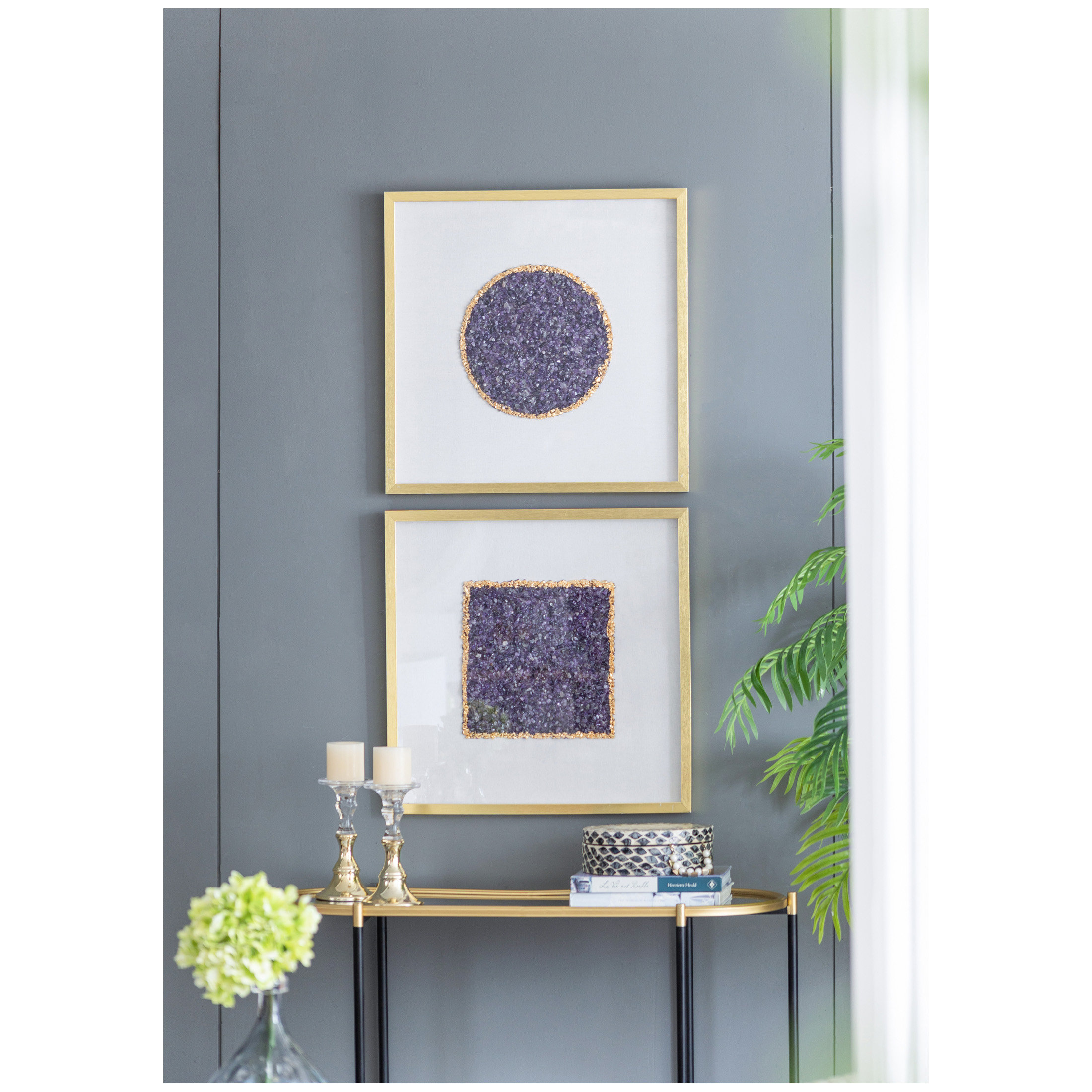 Red Barrel Studio® S/2 23.6X23.6" Lillian Purple Crystal Shadow Boxes ...