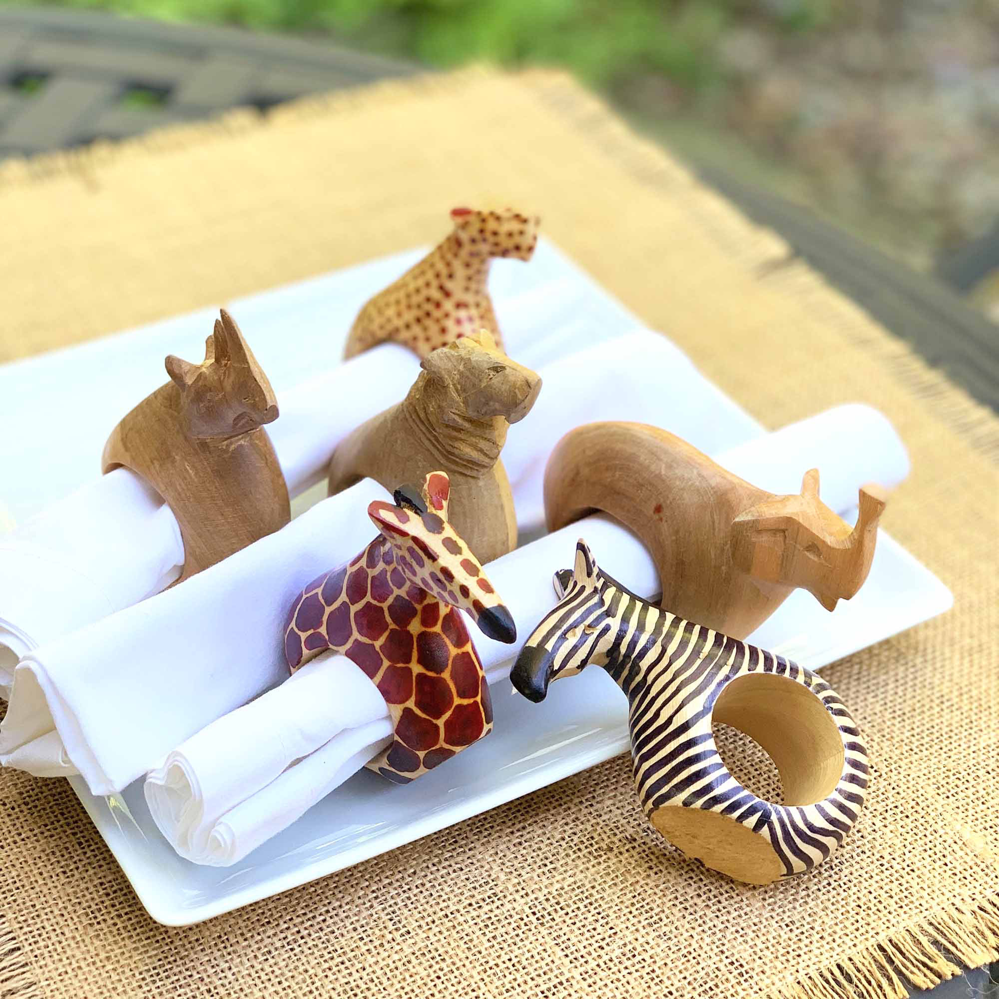 Bungalow Rose 6 Piece Mahogany Wood Animal Napkin Ring Set & Reviews ...