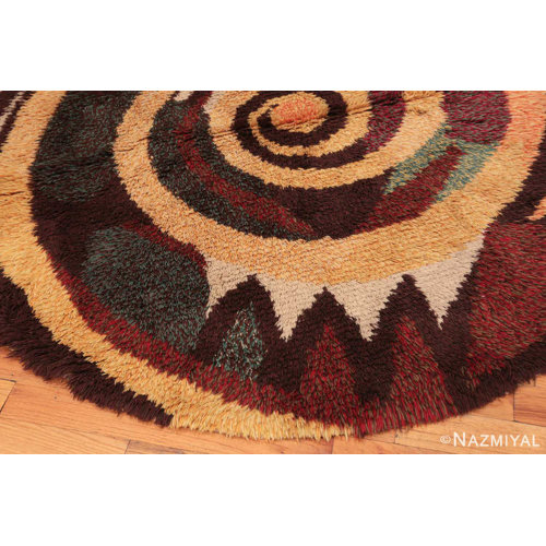 Nazmiyal Collection Vintage Round Swedish Shag Rya Rug | Wayfair