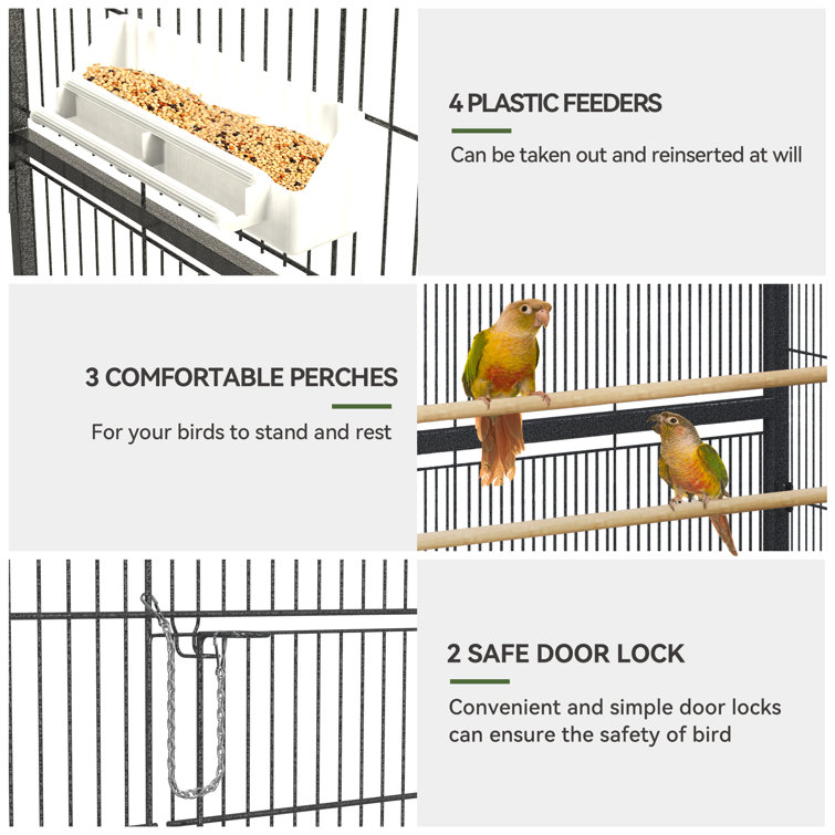 Archie & Oscar Wayland 132cm Flat Top Floor Bird Cage with Wheels ...
