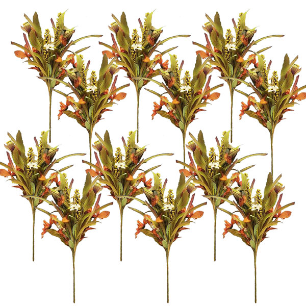 Primrue Faux PickSet of 1220"HGreen/Orange | Wayfair