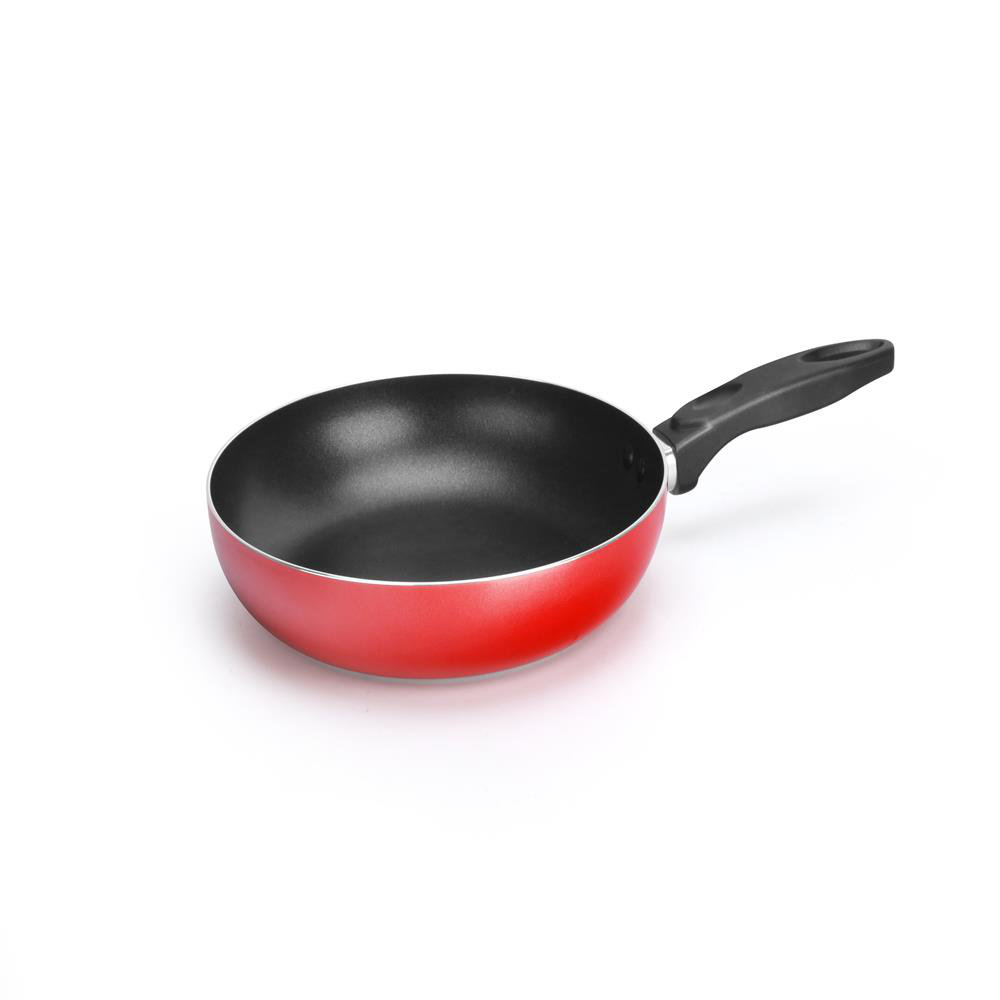NutriChef Red Medium Fry Pan, 10-Inch Kitchen Cookware, Black Coating ...
