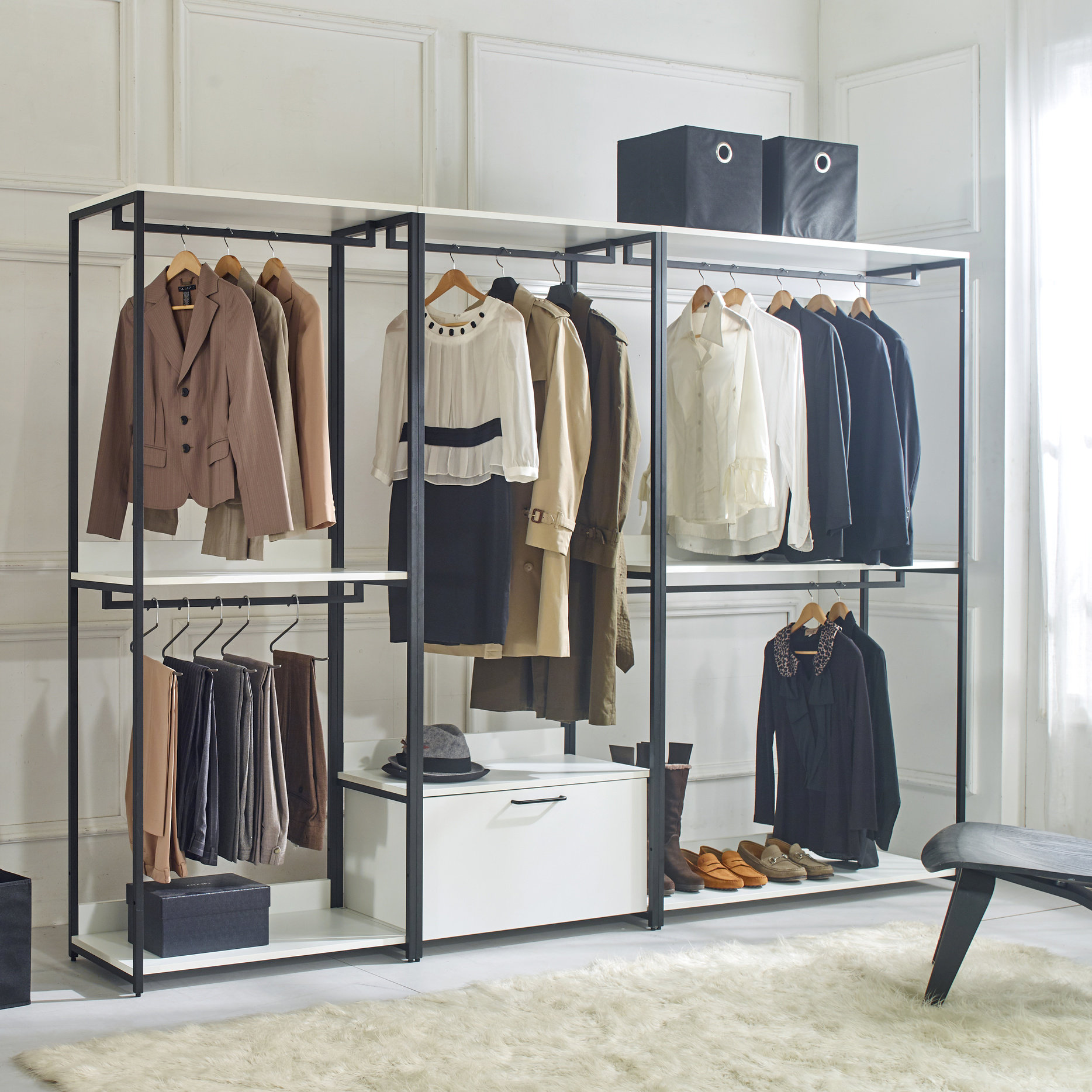 Latitude Run® Walk In Metal Frame Closet - Extra Deep Storage, Stain ...