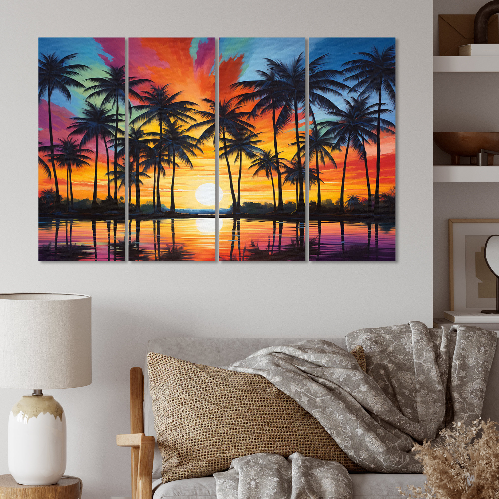 Bay Isle Home™ Colorful Bold Palm Trees Landscape III On Canvas 4 ...