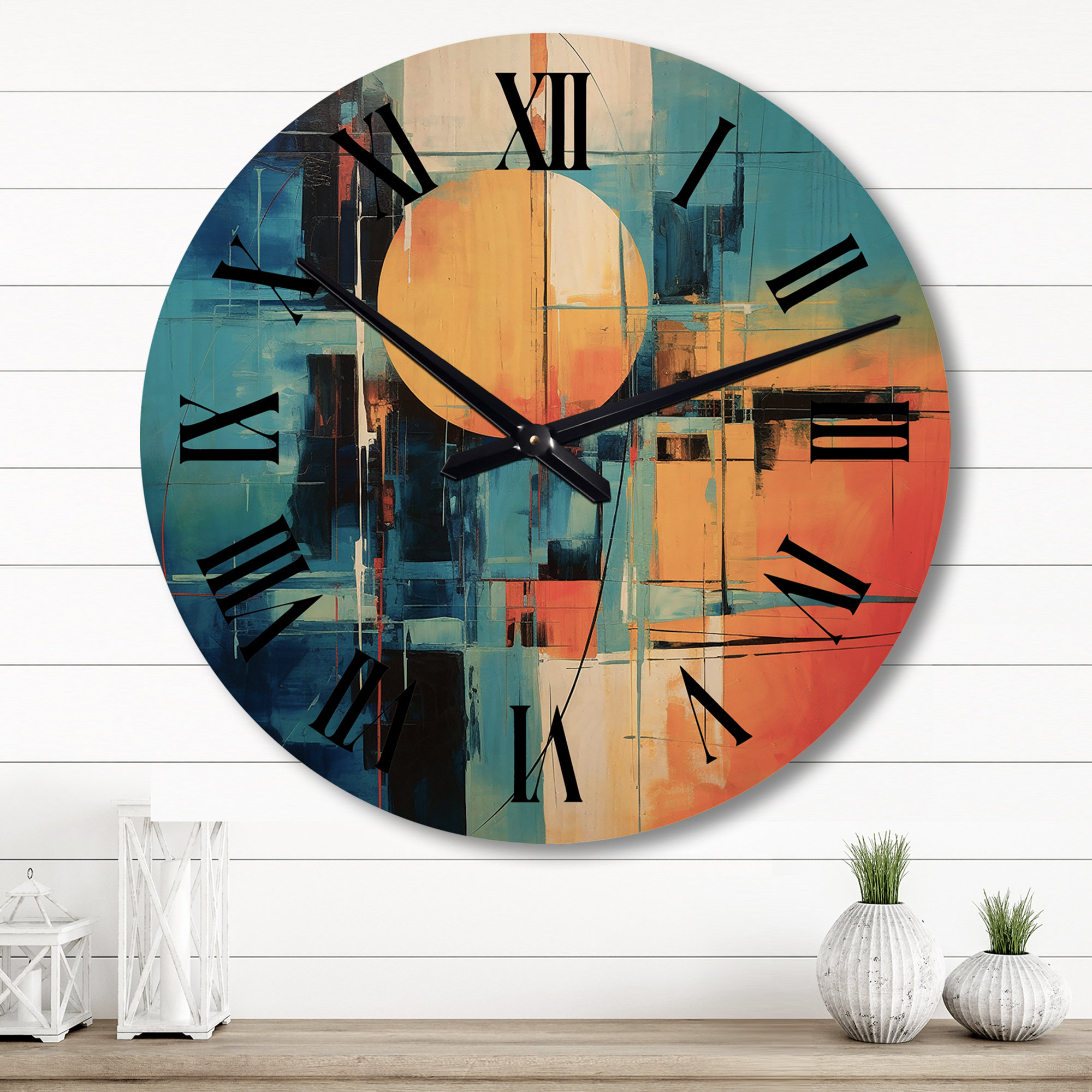 East Urban Home Blue Orange Mid Century Abstract Reflections I - Mid ...
