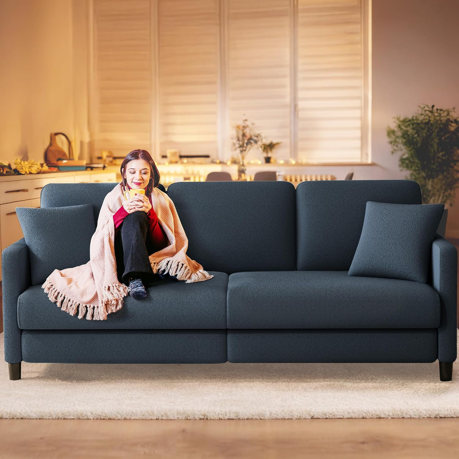 Ebern Designs 83" Sofas for Living Room, Comfy Love Seat Couches, Teddy ...