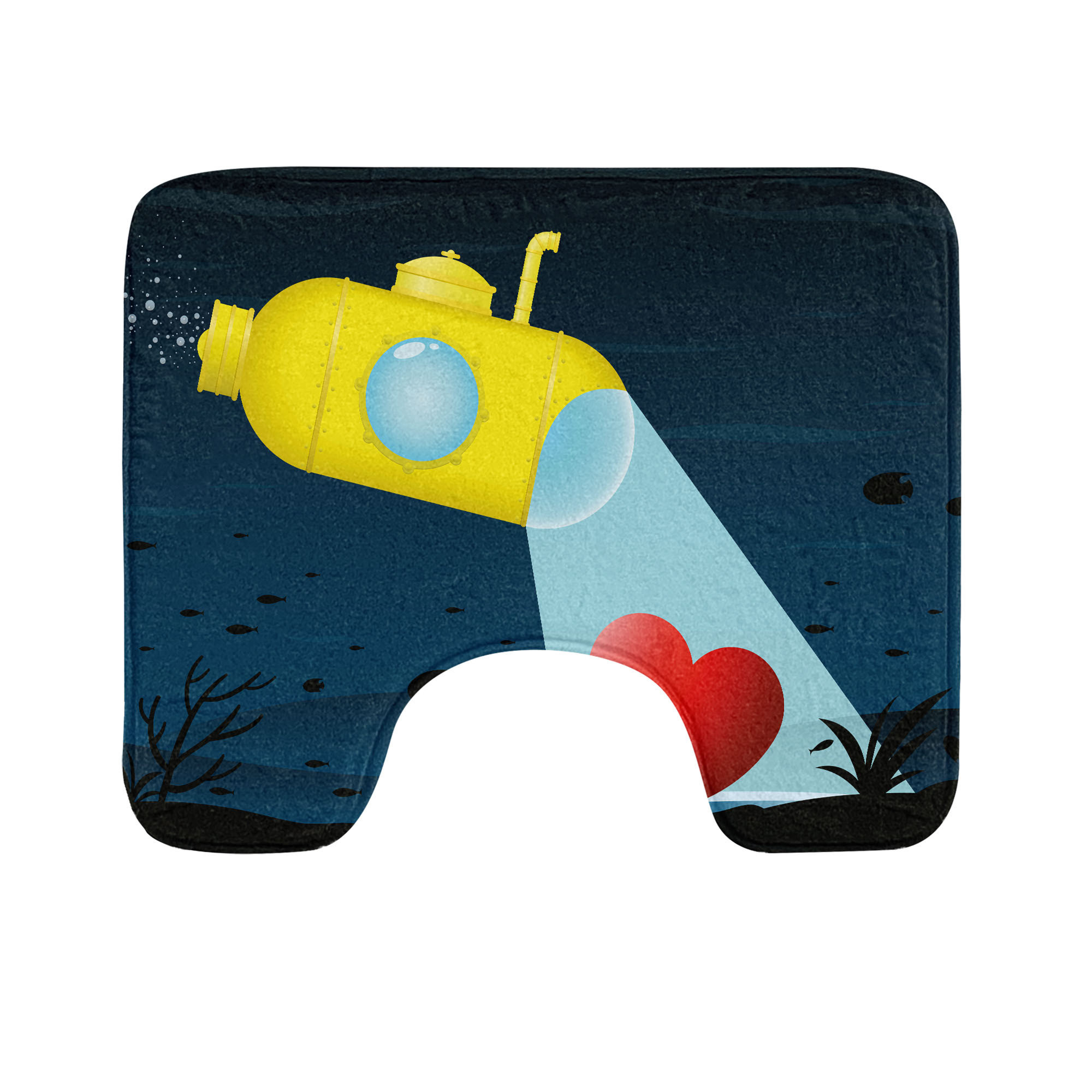 Dakota Fields Yellow Submarine Toilet Mat U-Shape Bathroom Rug 20 ...