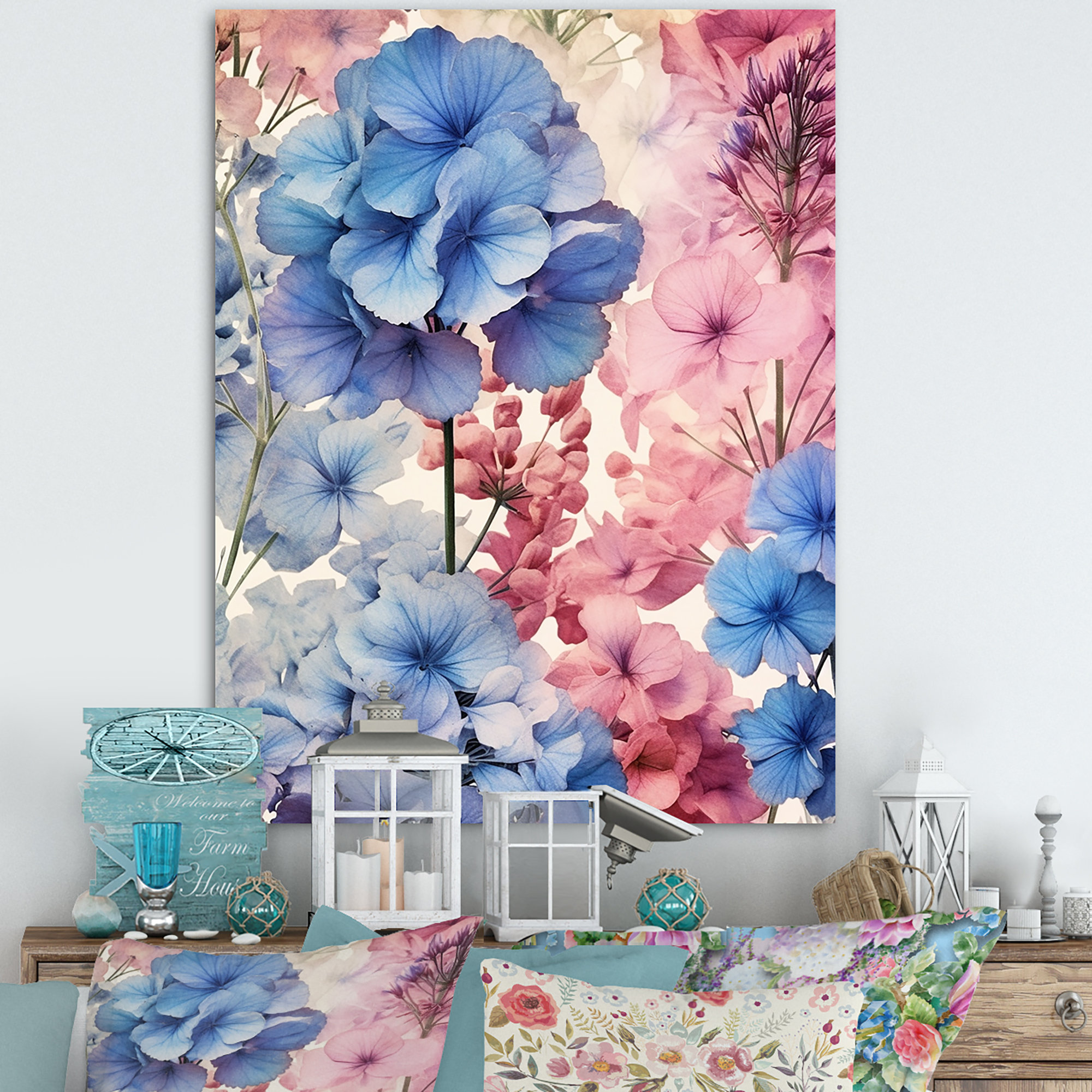Winston Porter Blue And Pink Geranium Collage Expression On Canvas ...