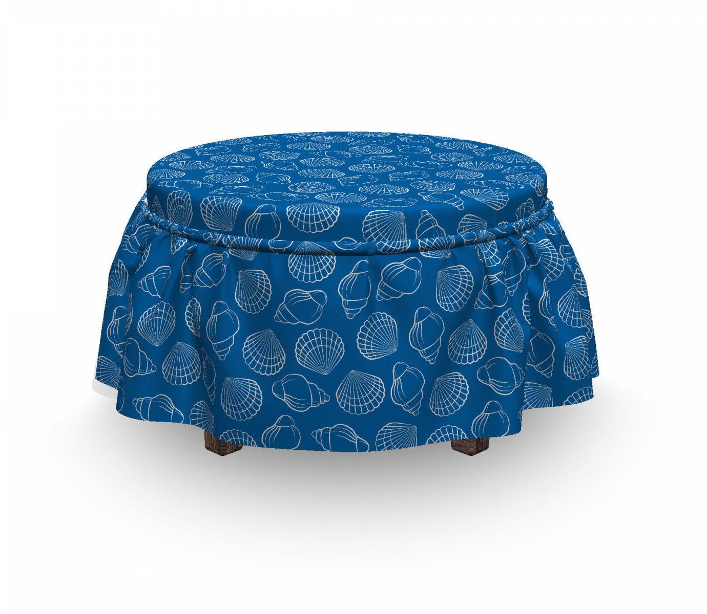 East Urban Home Seashells Outline Simplistic Ottoman Slipcover | Wayfair